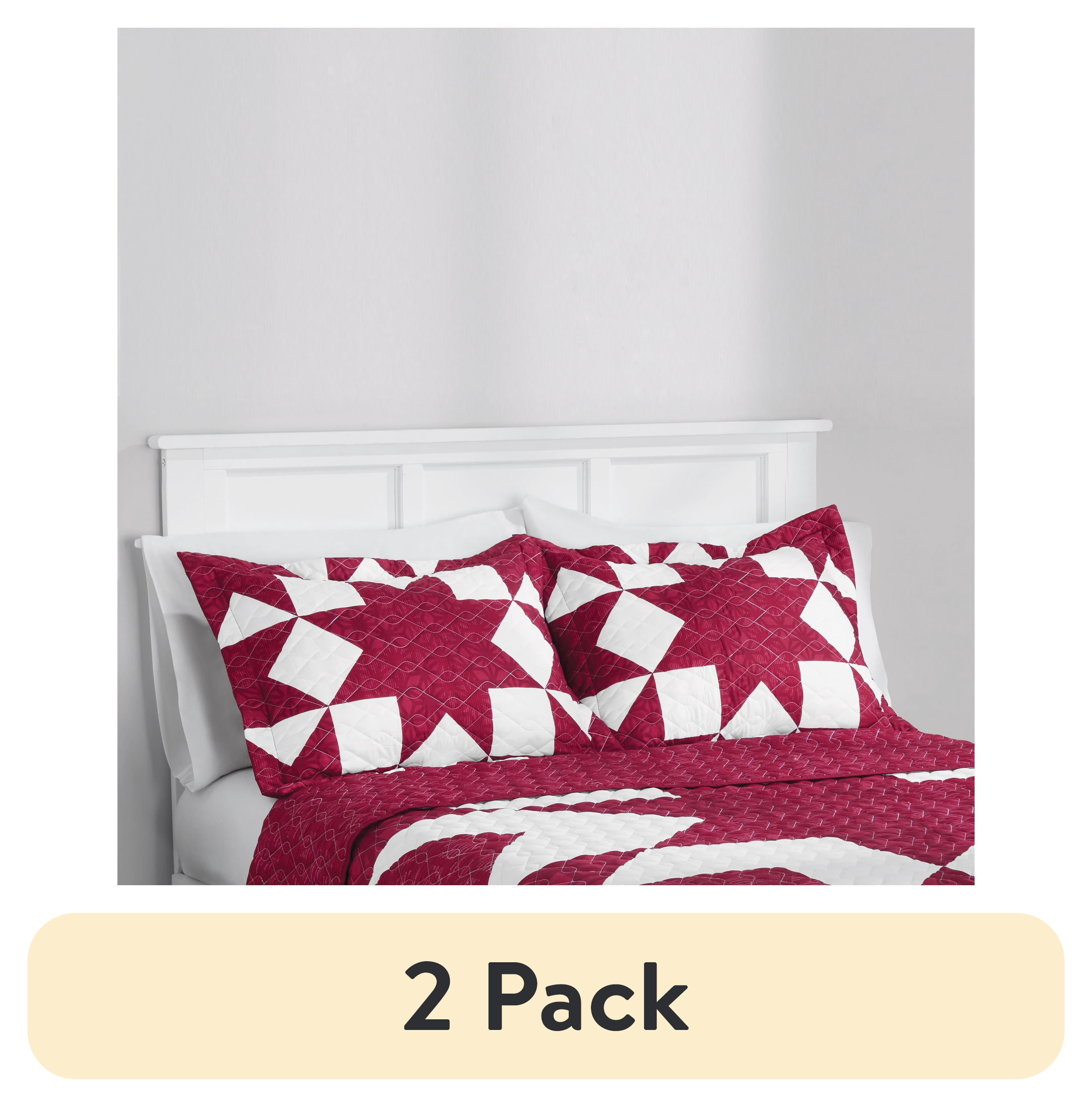 (2 pack) Mainstays Red Brick Star Quilt Shams, Standard/Queen, 2 pack ...