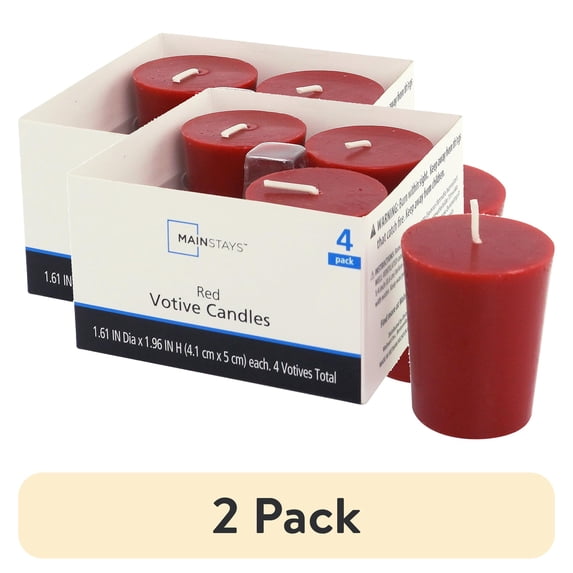 (2 pack) Mainstays Paraffin Wax Votive Candles, Unscented, Red, 4 Pack ...