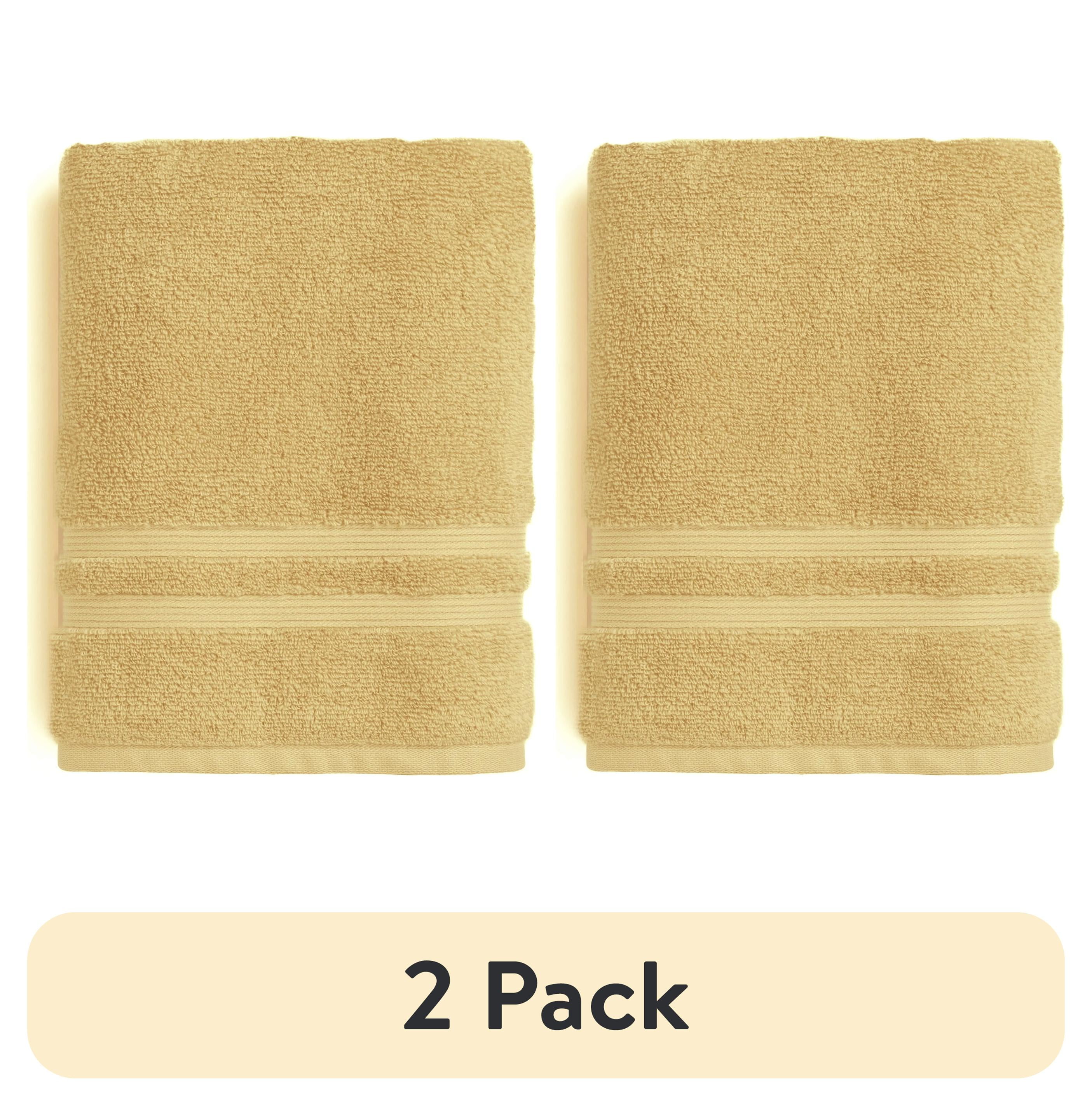 (2 pack) Mainstays Performance Solid Bath Sheet, 62" X 30", Golden ...