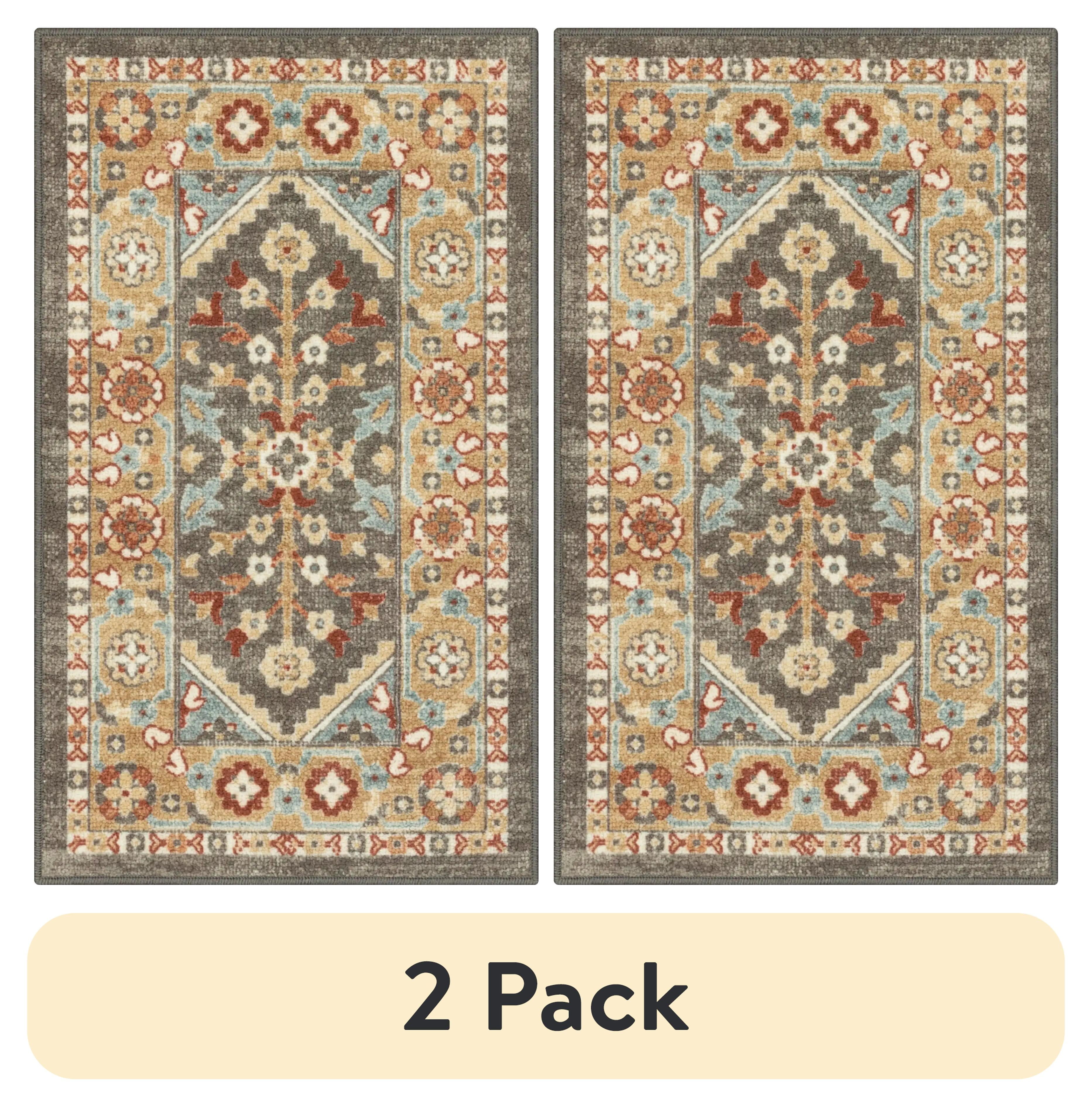 (2 pack) Mainstays Persian Medallion Loop Print Rust Brown Indoor ...