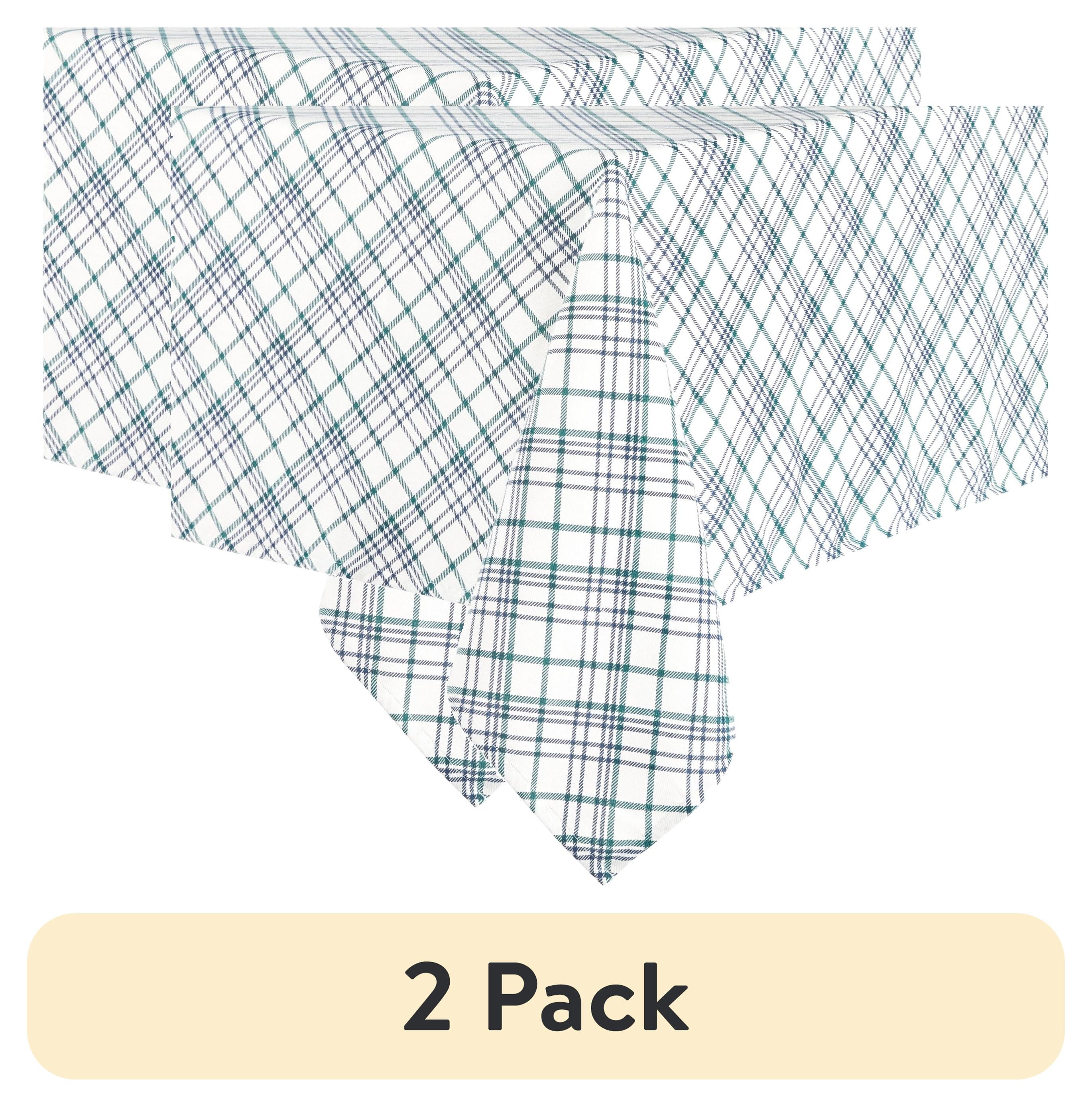 (2 pack) MAINSTAYS BEIGE/GREEN/BACK PLAID DRILL WEAVE FABRIC ...