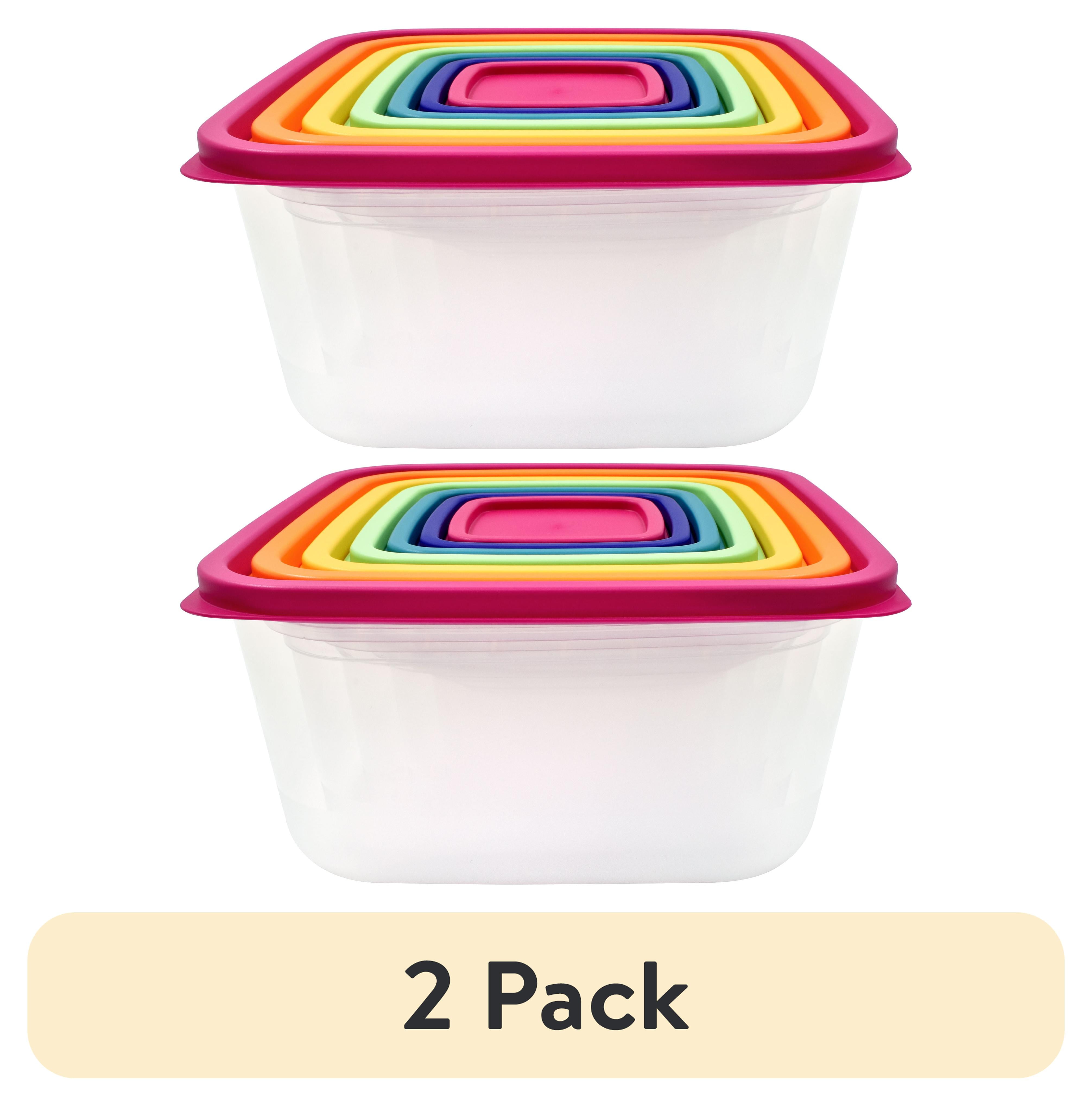 (2 pack) Mainstays Plastic Rainbow Food Storage Set, Multi Color, 14 ...