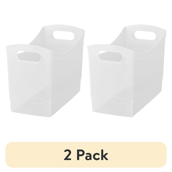 (2 pack) Mainstays Plastic Utility Storage Bin 12 Qt Narrow Rectangle ...