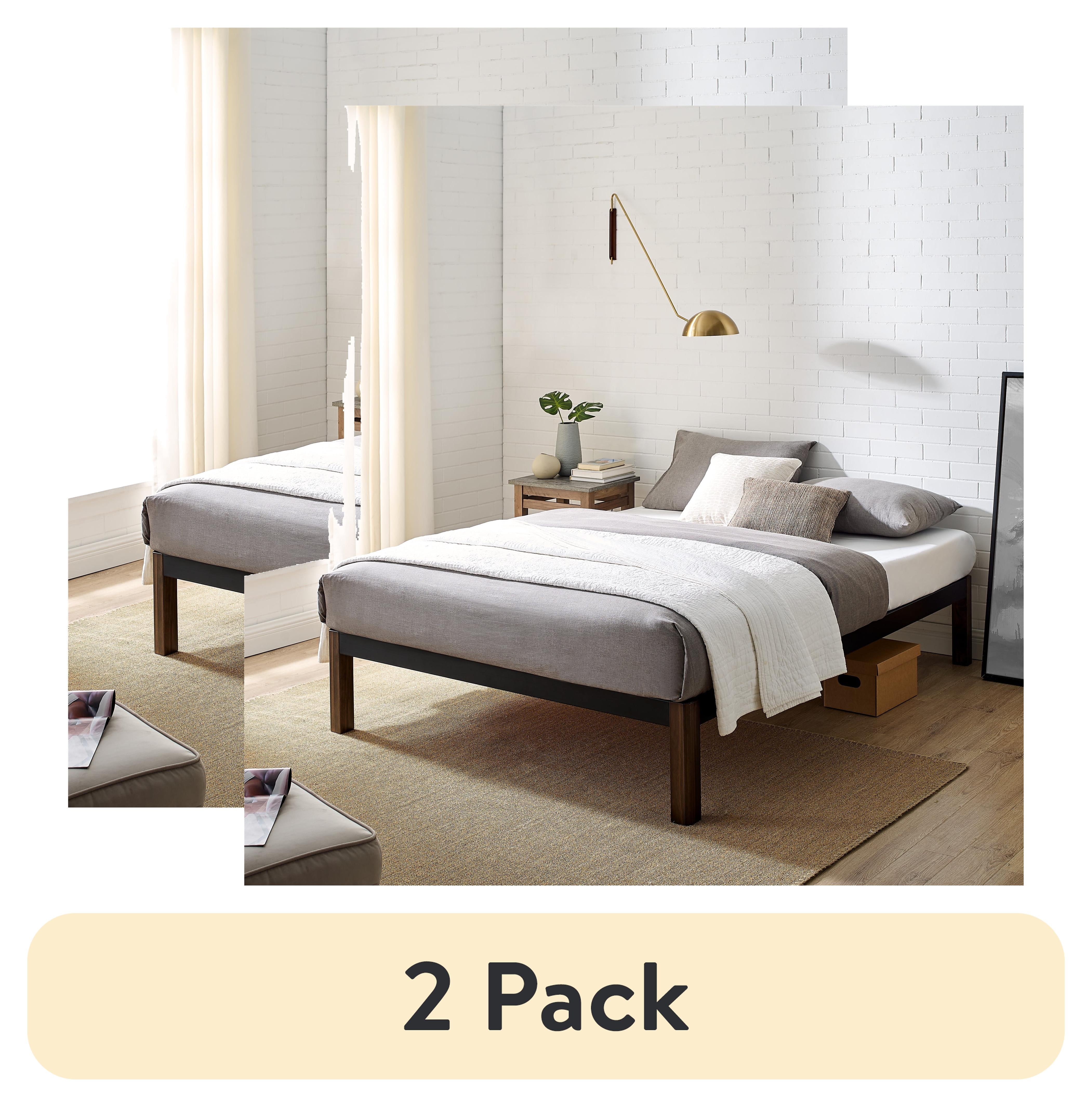 (2 pack) Mainstays Queen 14" Metal Platform Bed Frame with Wood Slats ...