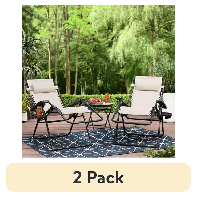 (2 pack) Mainstays Reclining Zero-Gravity Outdoor Patio Lounge Chair ...