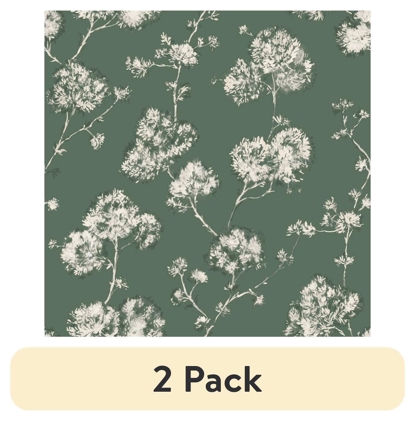 (2 pack) Mainstays Sage Green Bleached Floral, Peel and Stick Wallpaper ...