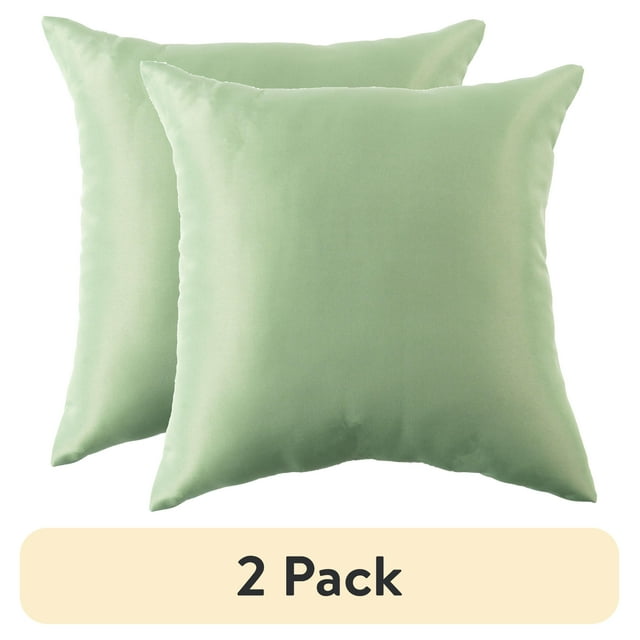 (2 pack) Mainstays Sage Solid Reversible Outdoor Throw Pillow 16 Inch ...