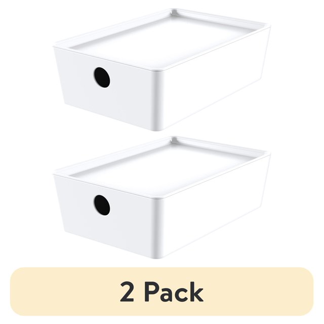 (2 pack) Mainstays Small Lidded Storage Container, White - Walmart.com