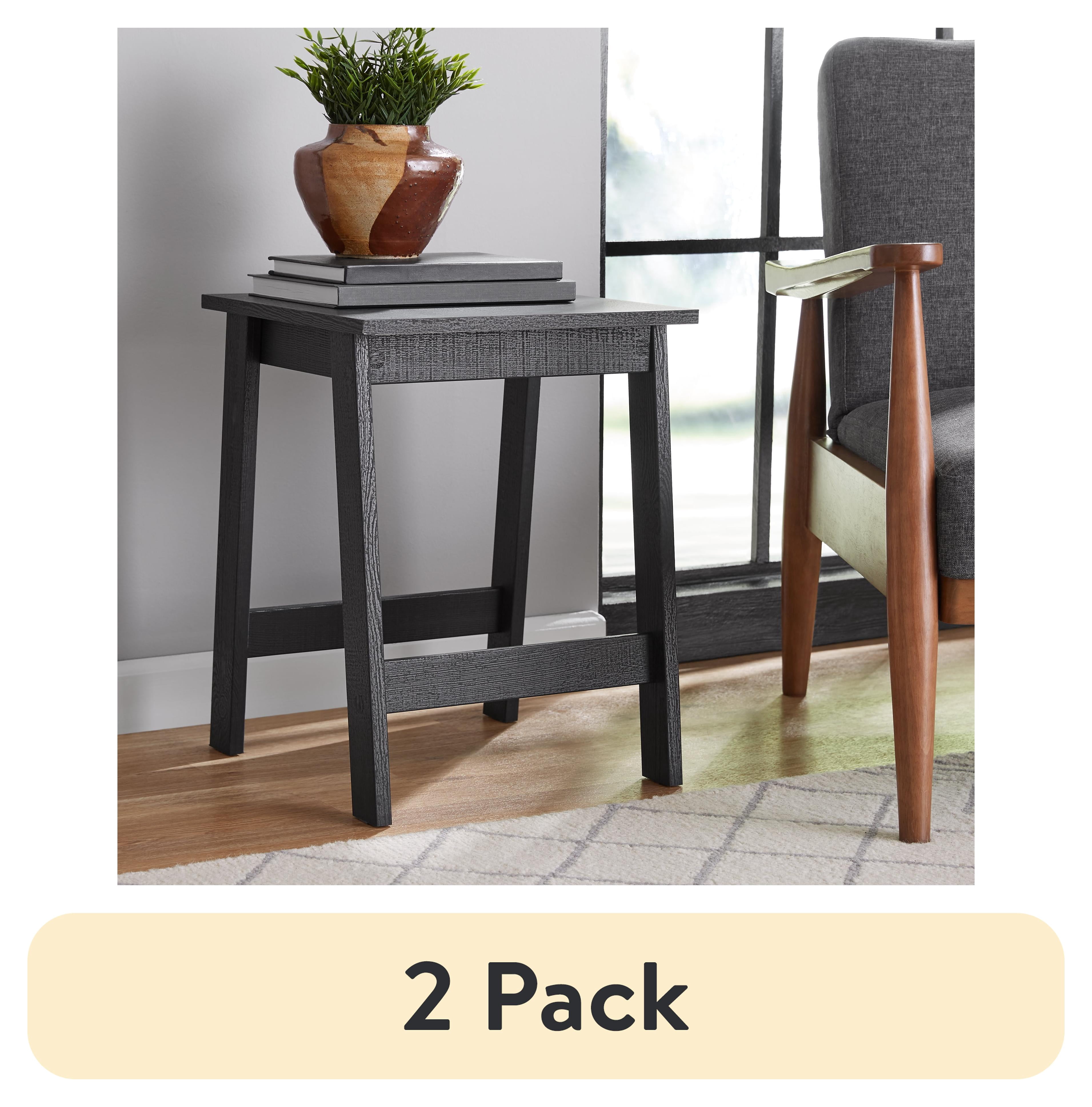 (2 pack) Mainstays Small Square Wood Side Table, Black Finish - Walmart.com