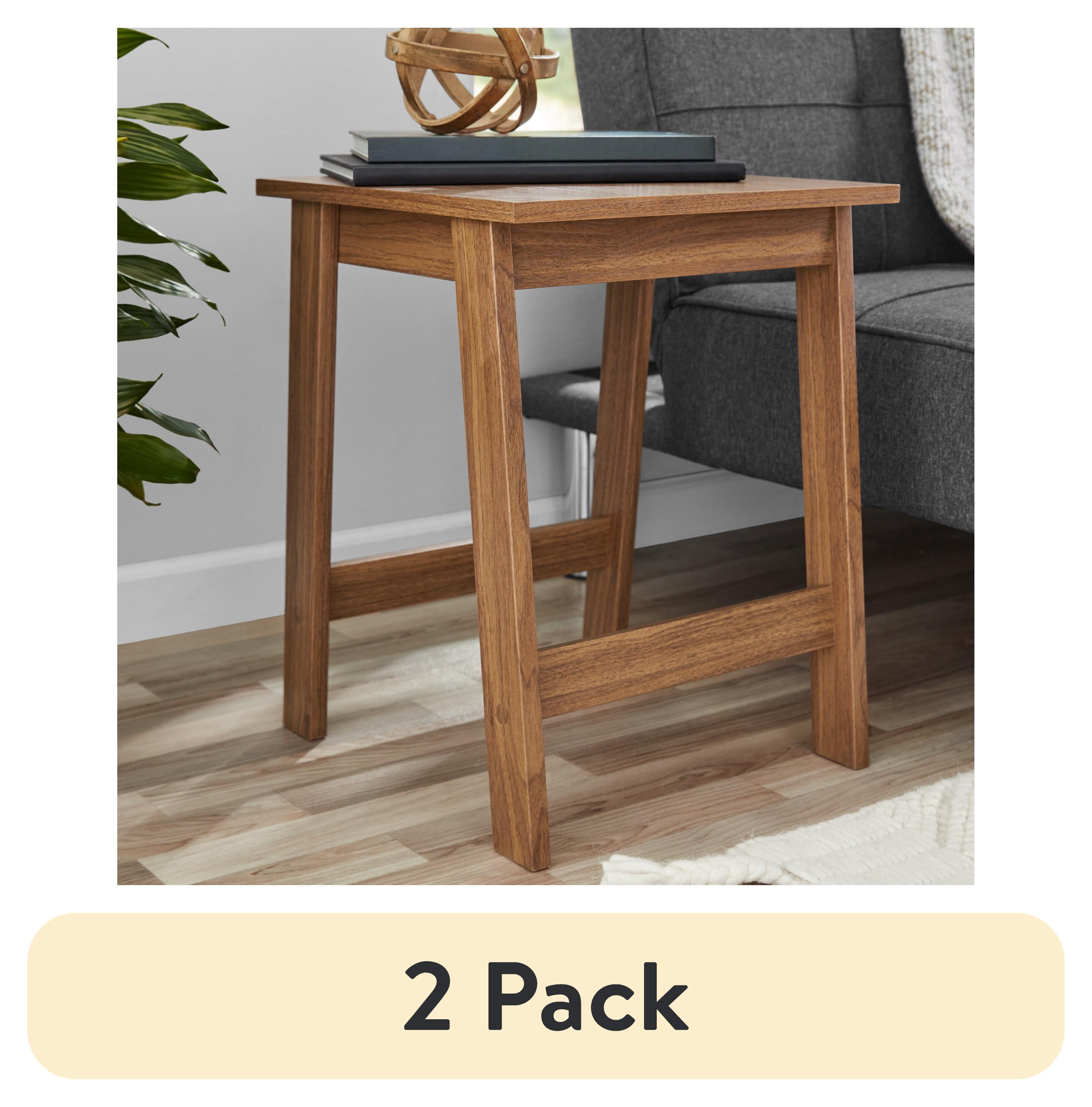 (2 pack) Mainstays Small Square Wood Side Table, Walnut Finish ...