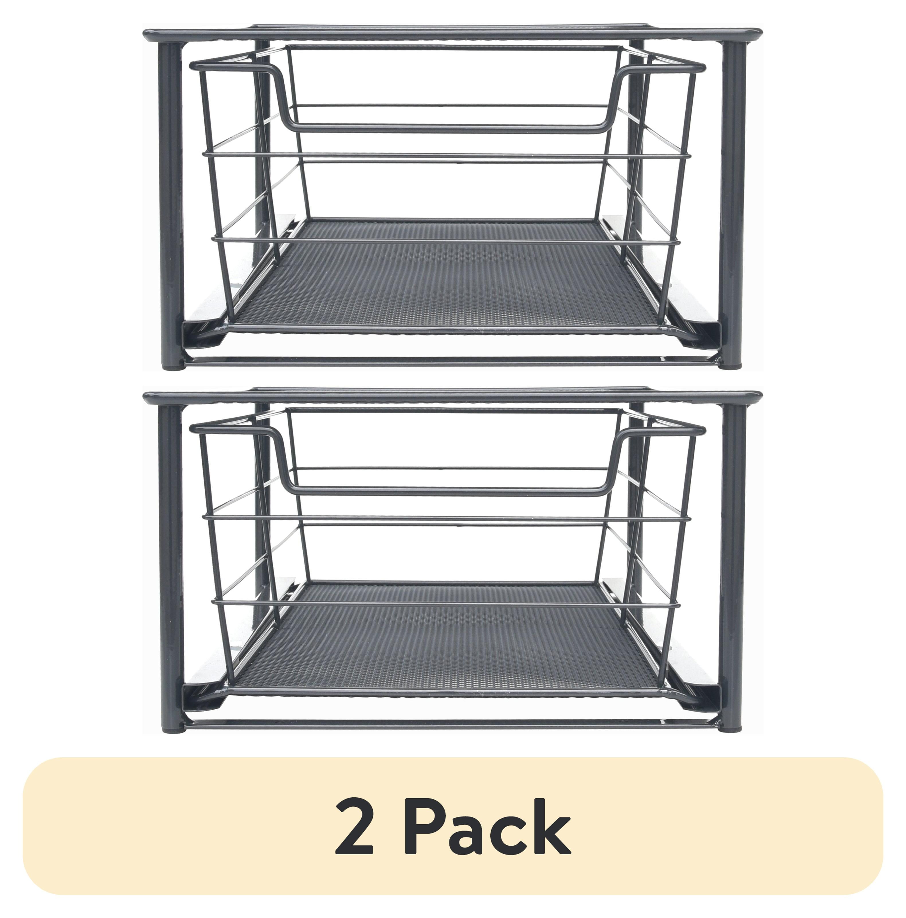 (2 pack) Mainstays Small Stackable Slide-Out Drawer Organizer, Black ...