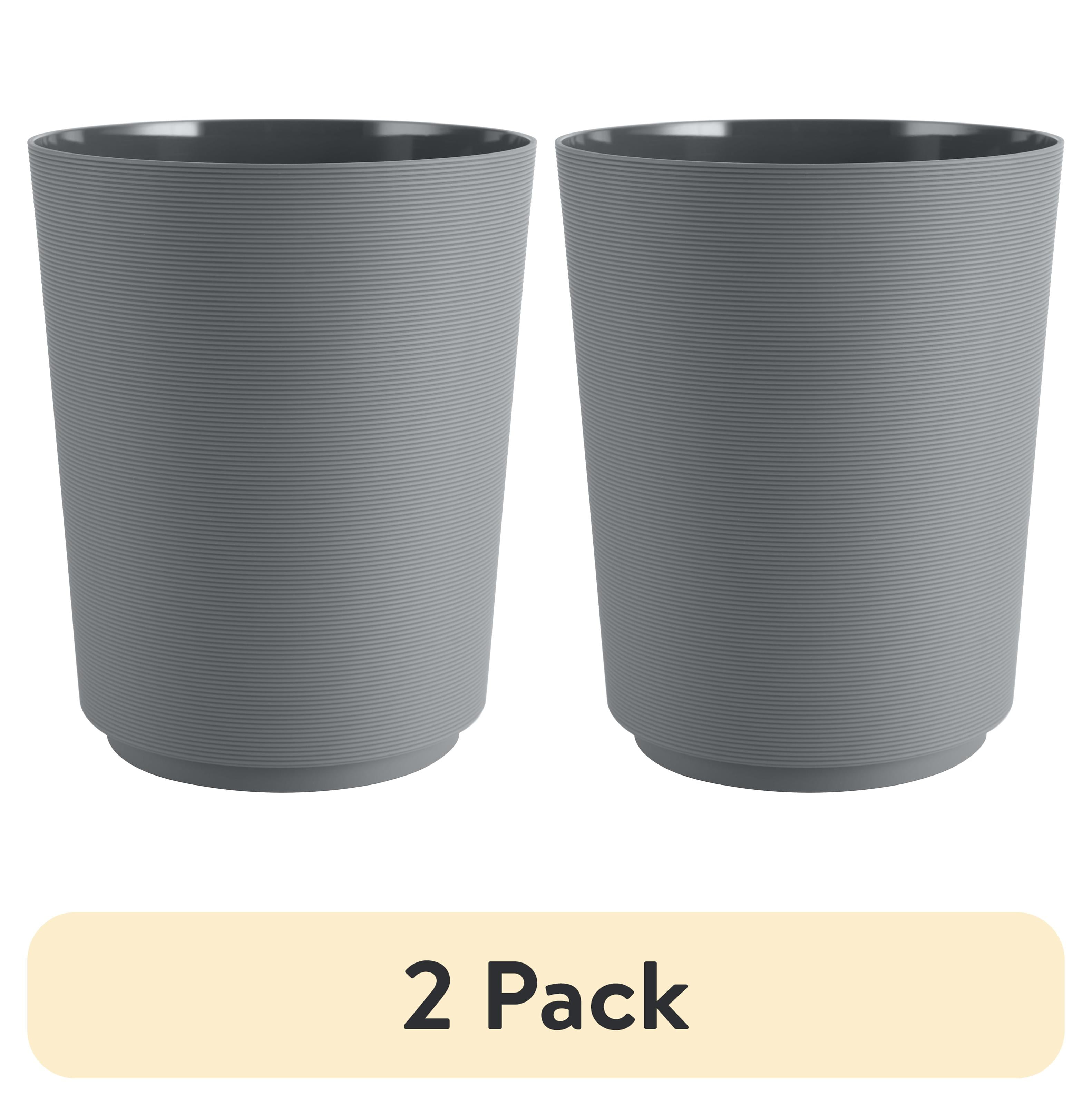 Mainstays Soft Touch Grey Plastic 1.98 Gallon Durable Trash Wastebasket ...