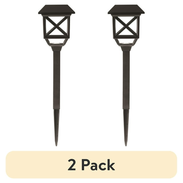 (2 pack) Mainstays Solar Black Square 8 Lumens LED Landscape Pathway ...
