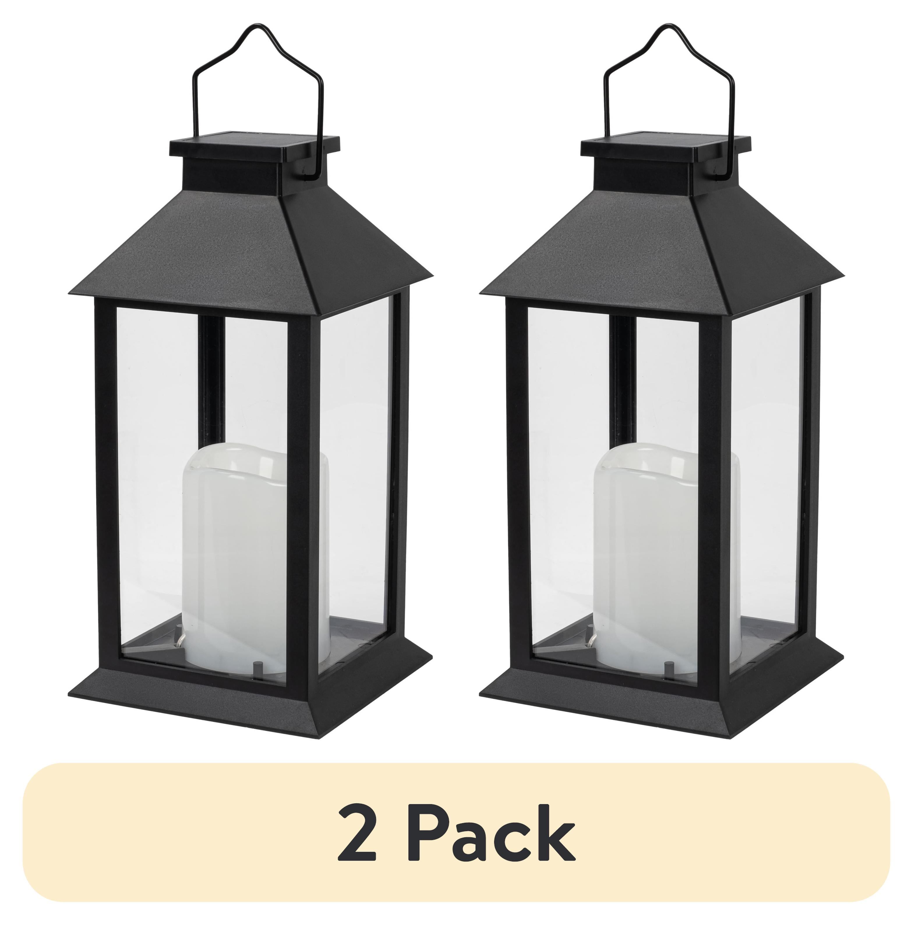 (2 pack) Mainstays Solar Lantern Black - Walmart.com