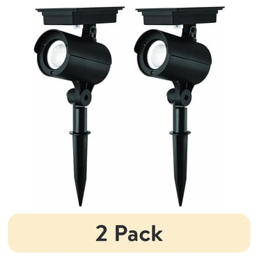 Mainstays Solar Powered Black LED Landscape Spot Light, 30 Lumens (2 ...