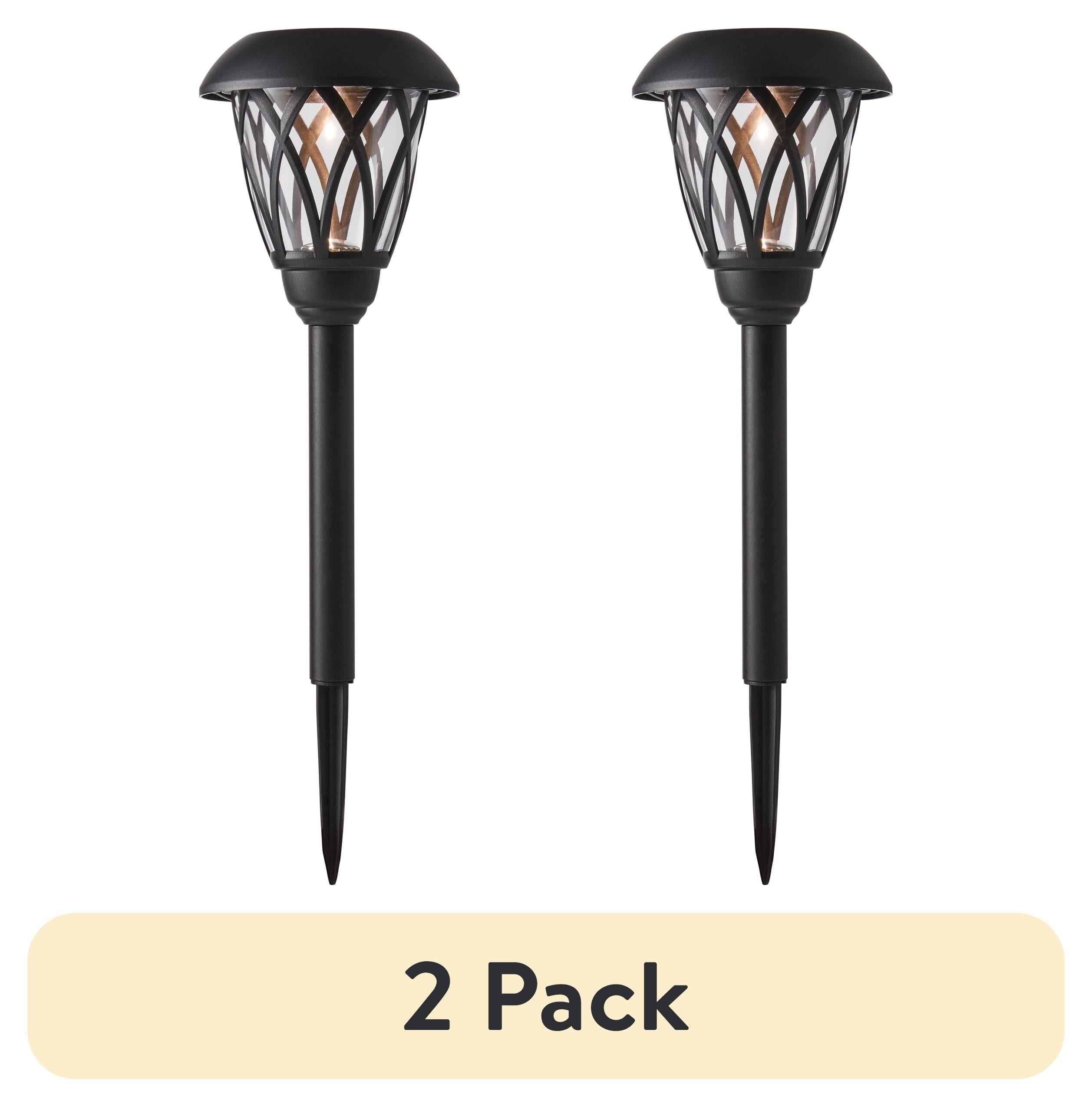 (2 pack) Mainstays Solar Powered Black Lattice LED Landscape Pathway ...