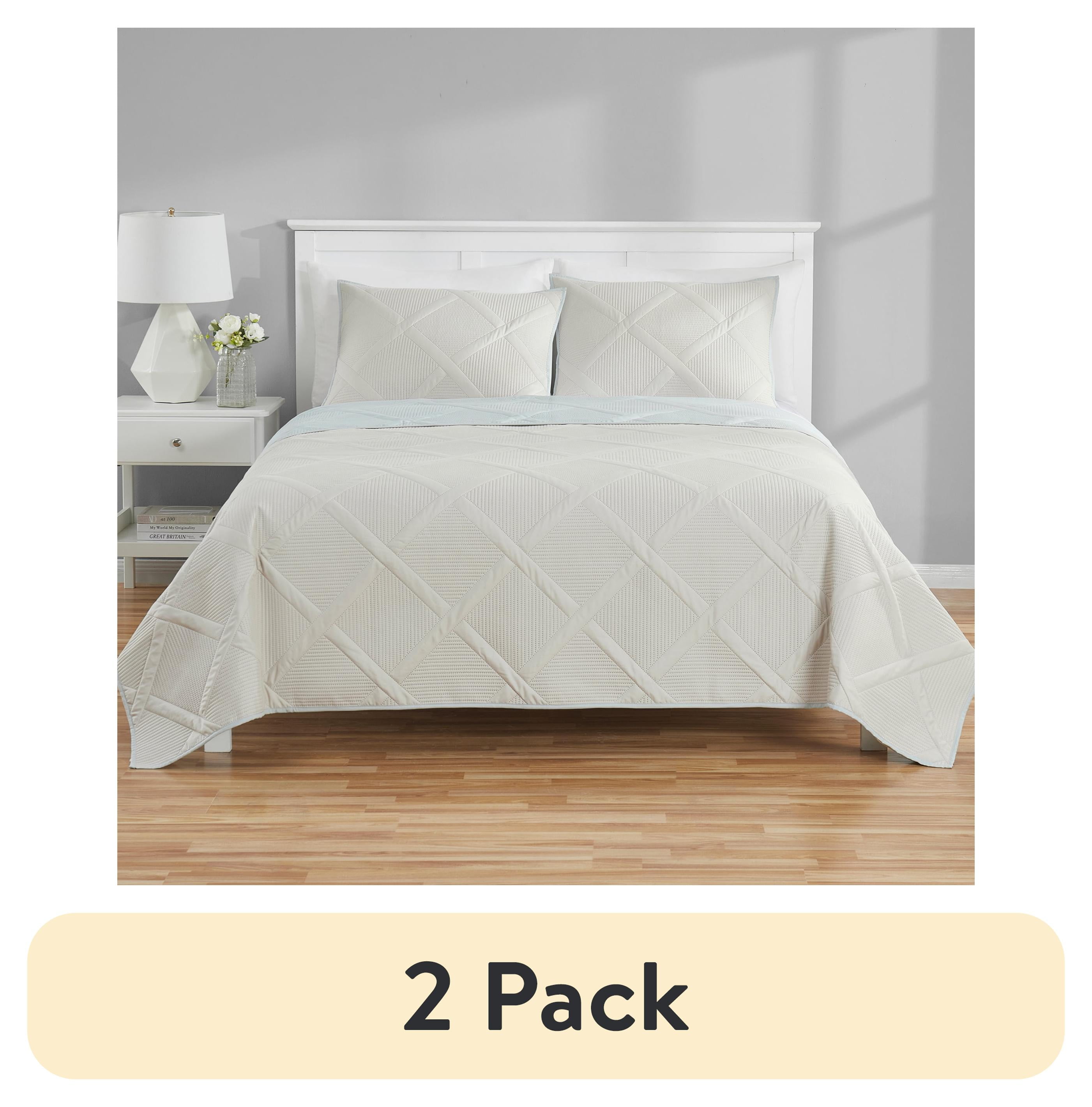 (2 pack) Mainstays Solid Beige Diamond Pinsonic Reversible Soft Wash ...