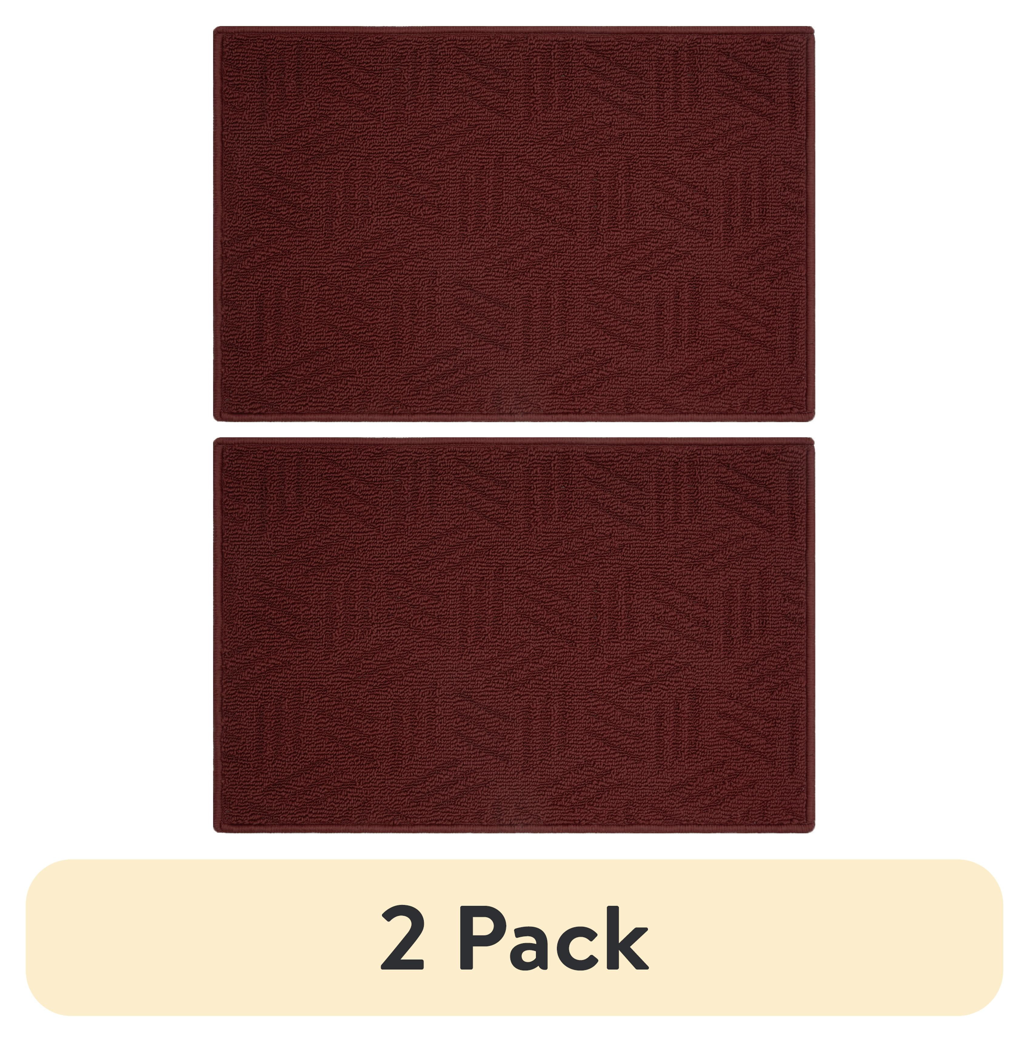 (2 pack) Mainstays Solid High Low Loop Kitchen Mat 18"x 27" Red Sedona ...