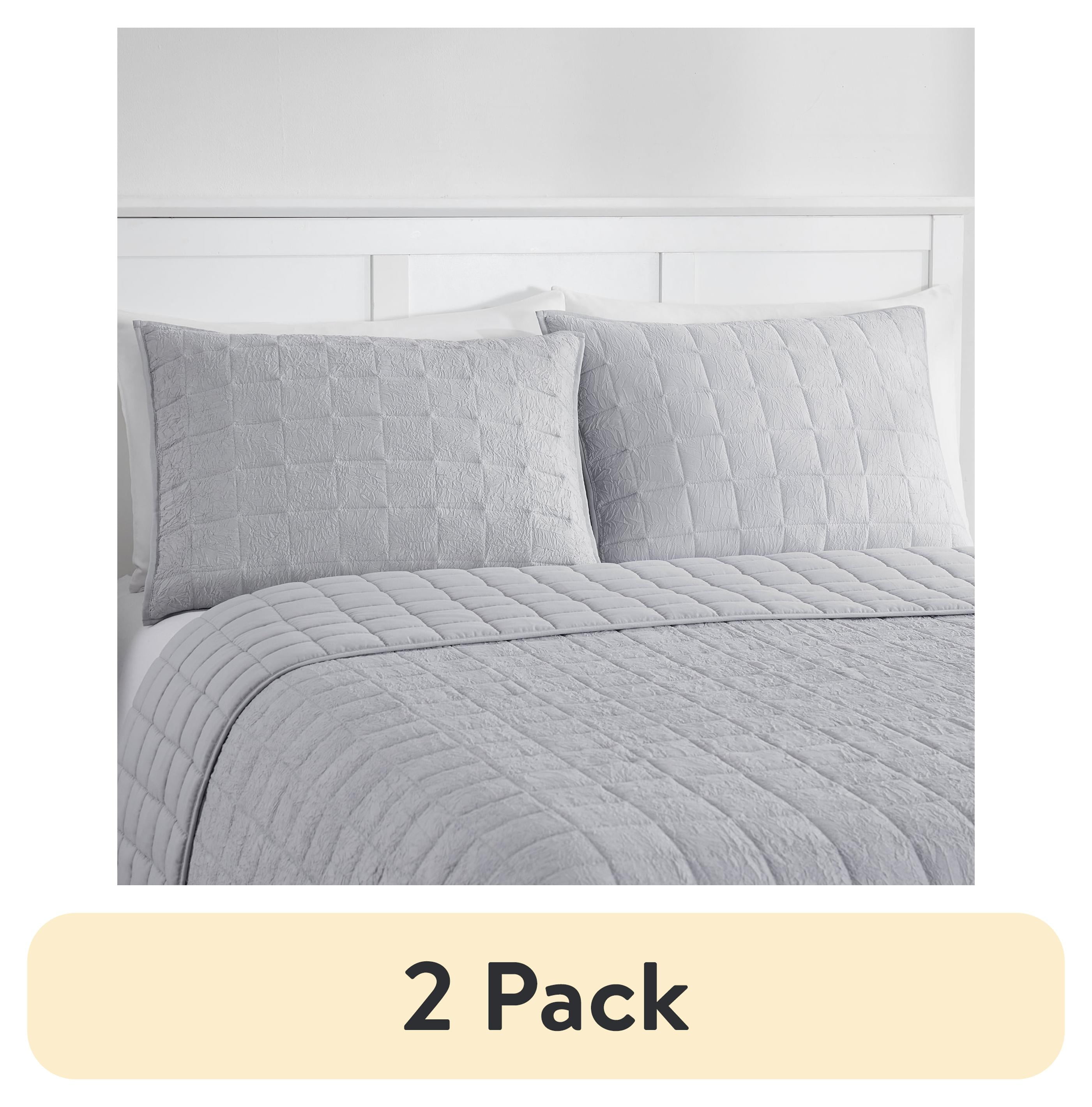(2 pack) Mainstays Solid Silver Crinkle Box Soft Wash Pillow Shams, King, 2 Pack - Walmart.com