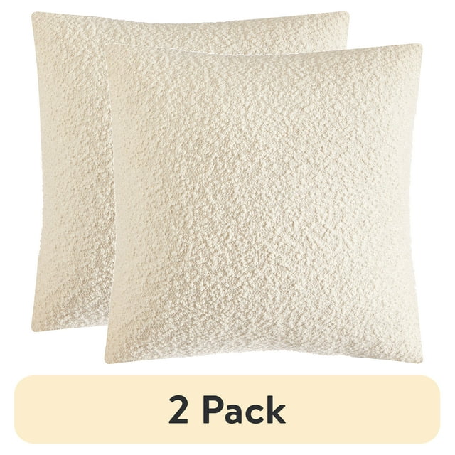 (2 pack) Mainstays Square Boucle Ivory Decorative Pillow For Adults, 18 ...