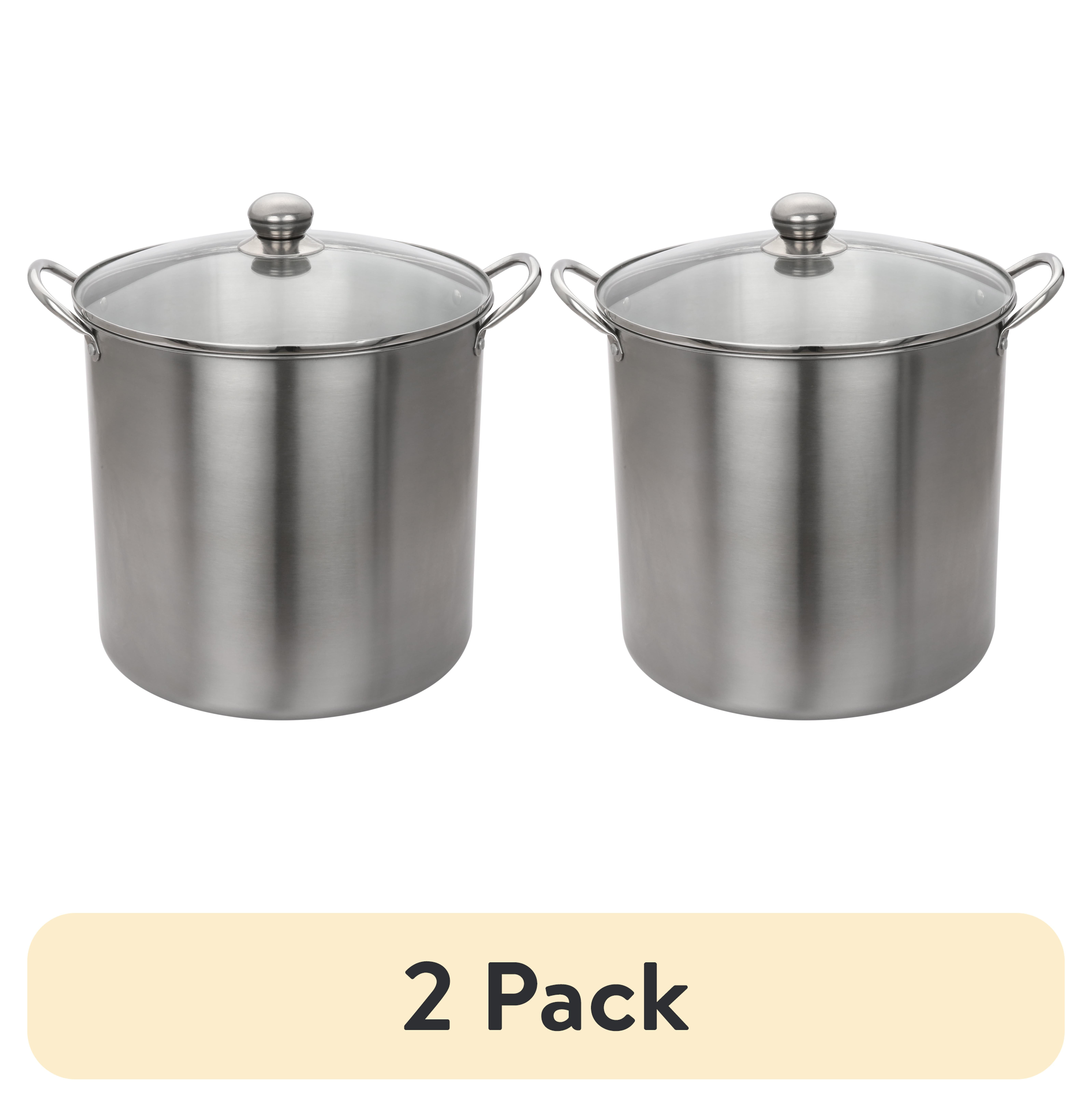 (2 pack) Mainstays 21.5 Quart Stainless Steel Canning Pot with Rack ...