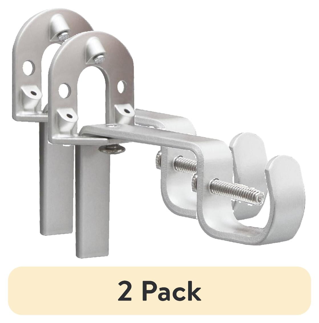 Mainstays SwiftSet No-Drill Nickel Curtain Rod Brackets 1/2 to 1 Inch ...