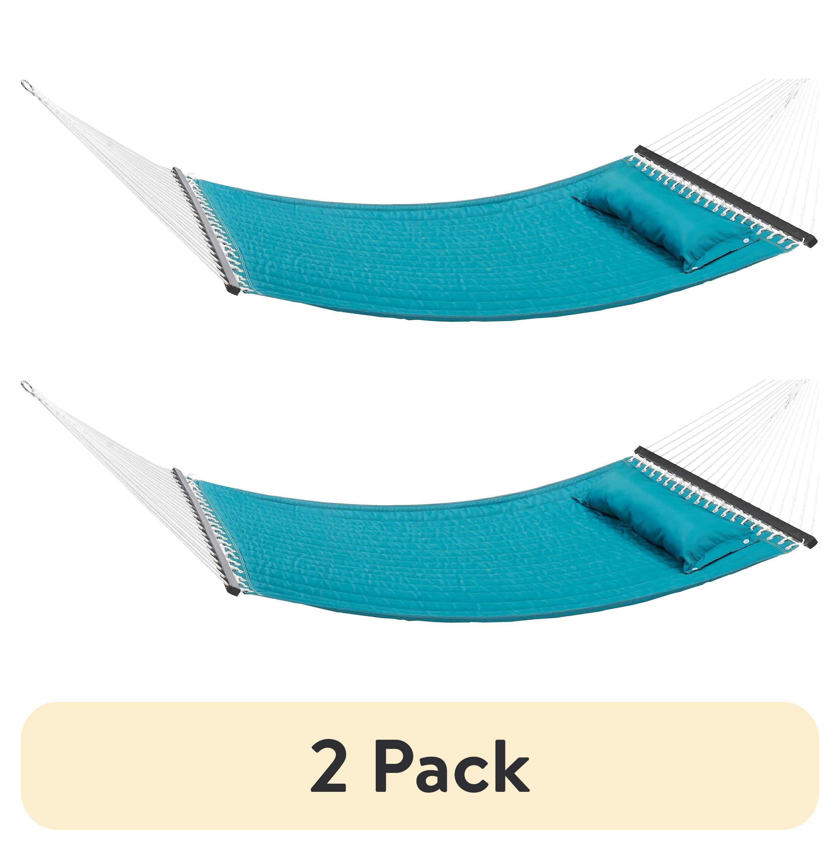 (2 pack) Mainstays Teal Quilted Double Hammock with Pillow, Green Color ...