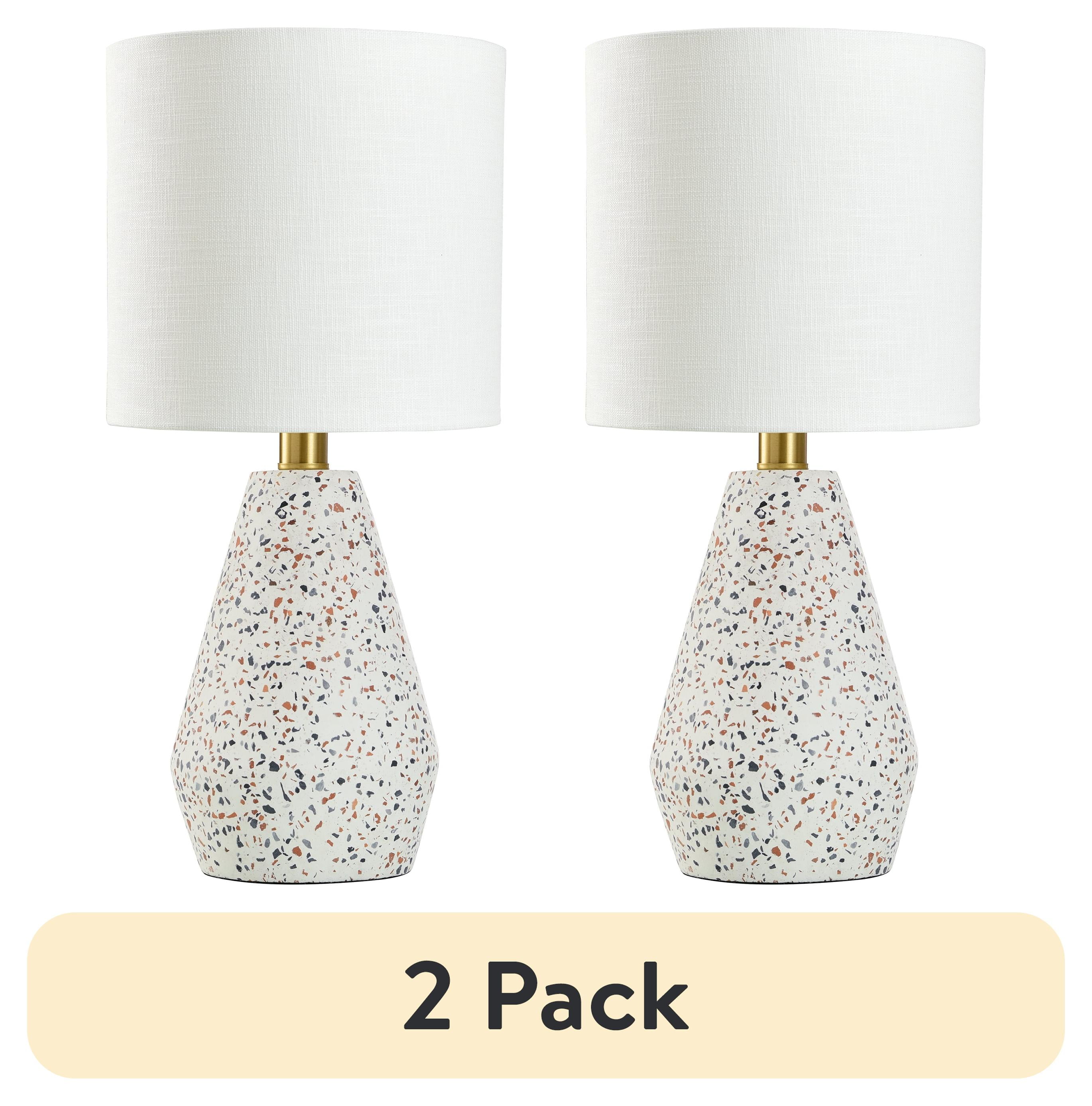 (2 pack) Mainstays Terrazzo Table Lamp with White Drum Shade, 16.75 ...