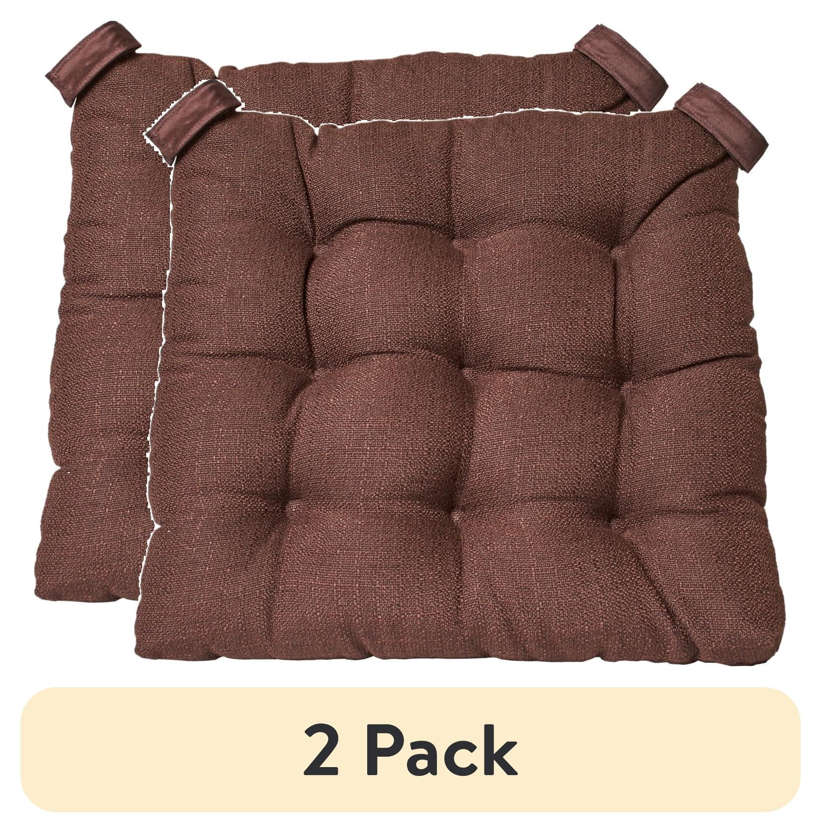 (2 pack) Mainstays Textured Chair Seat Pad (Chair Cushion), Brown Color ...