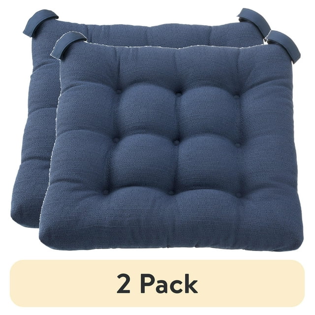 (2 pack) Mainstays Textured Chair Seat Pad (Chair Cushion), Navy Color ...
