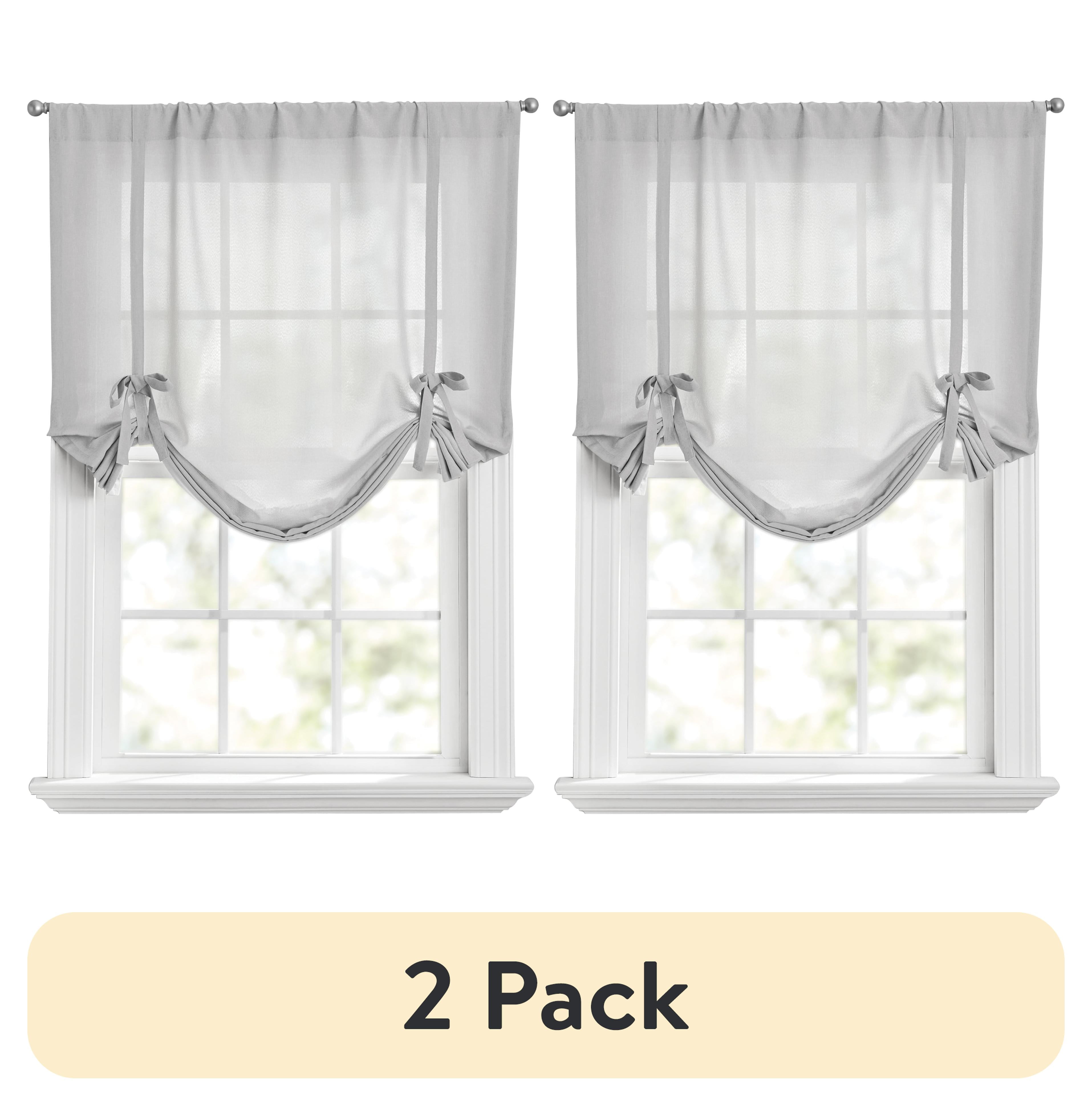 (2 pack) Mainstays Tie Up Balloon Shade Window Shade, Soft Silver 42" x ...