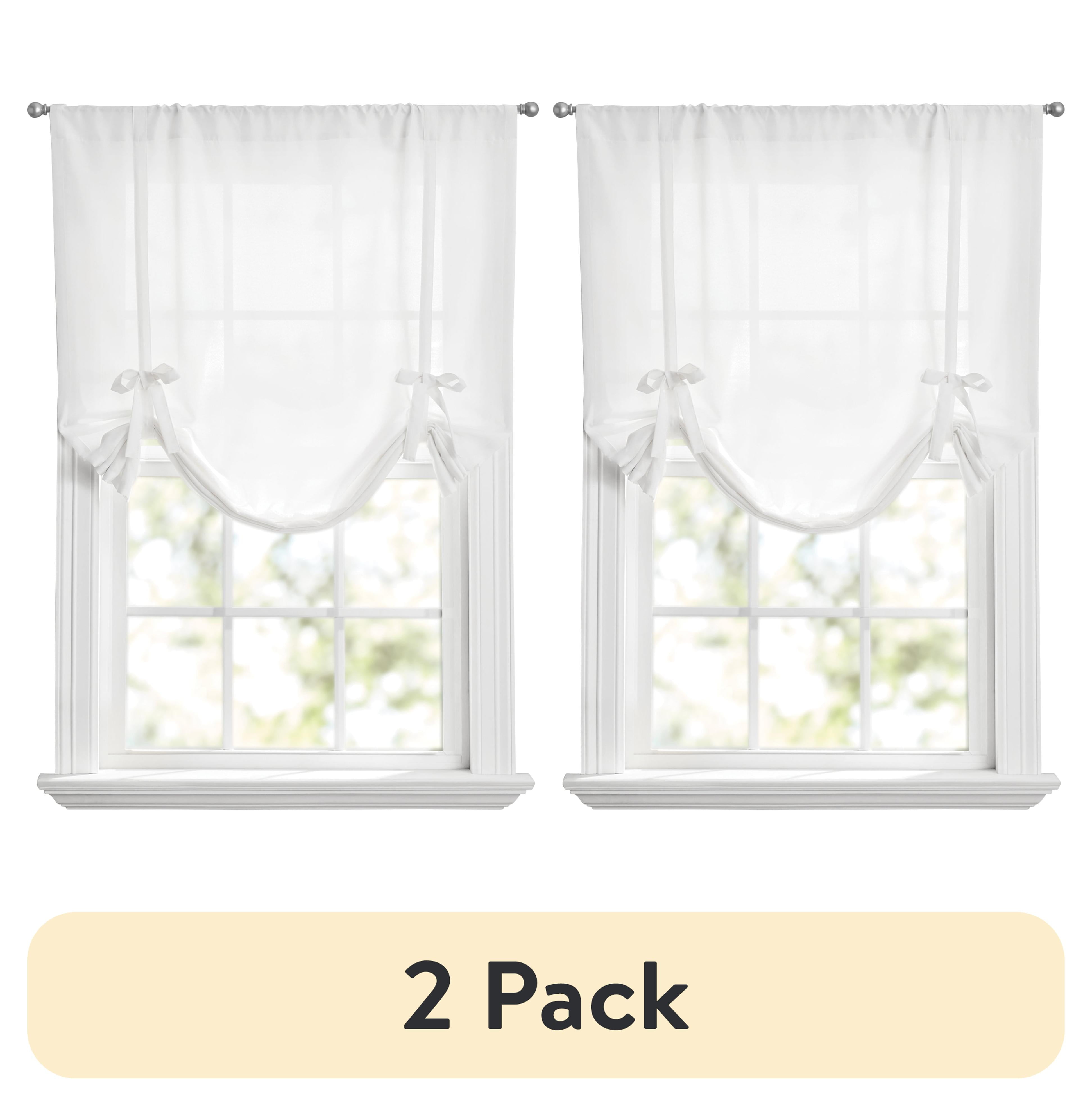 (2 pack) Mainstays Tie Up Balloon Shade 63" Valance, Poletop Arctic ...