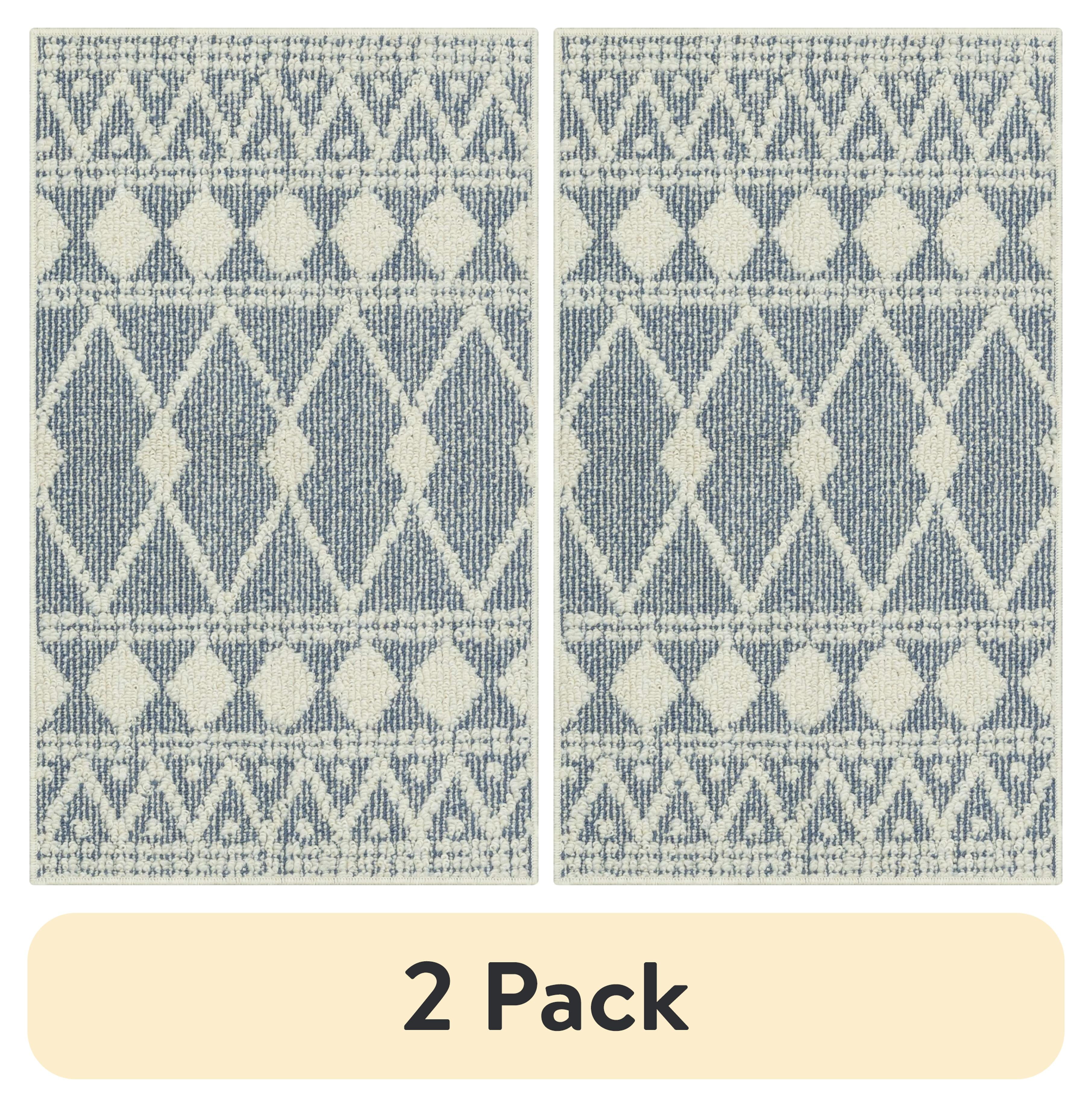 (2 pack) Mainstays Traditional Blue Diamond Indoor Accent Area Rug, 1'8 ...