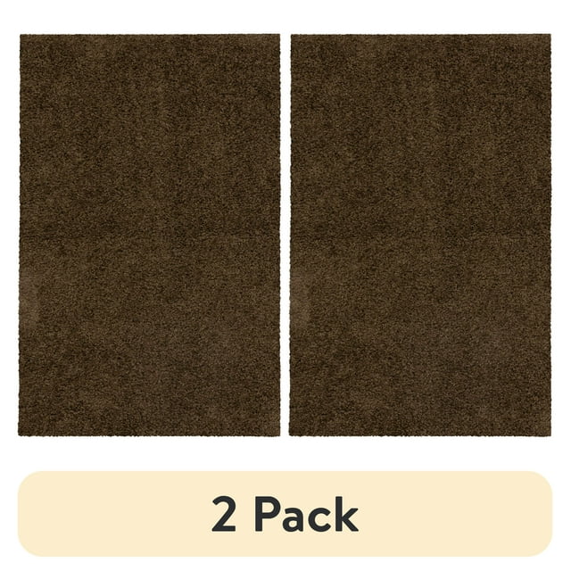 (2 pack) Mainstays Traditional Solid Brown Suede Shag Indoor Accent Rug ...