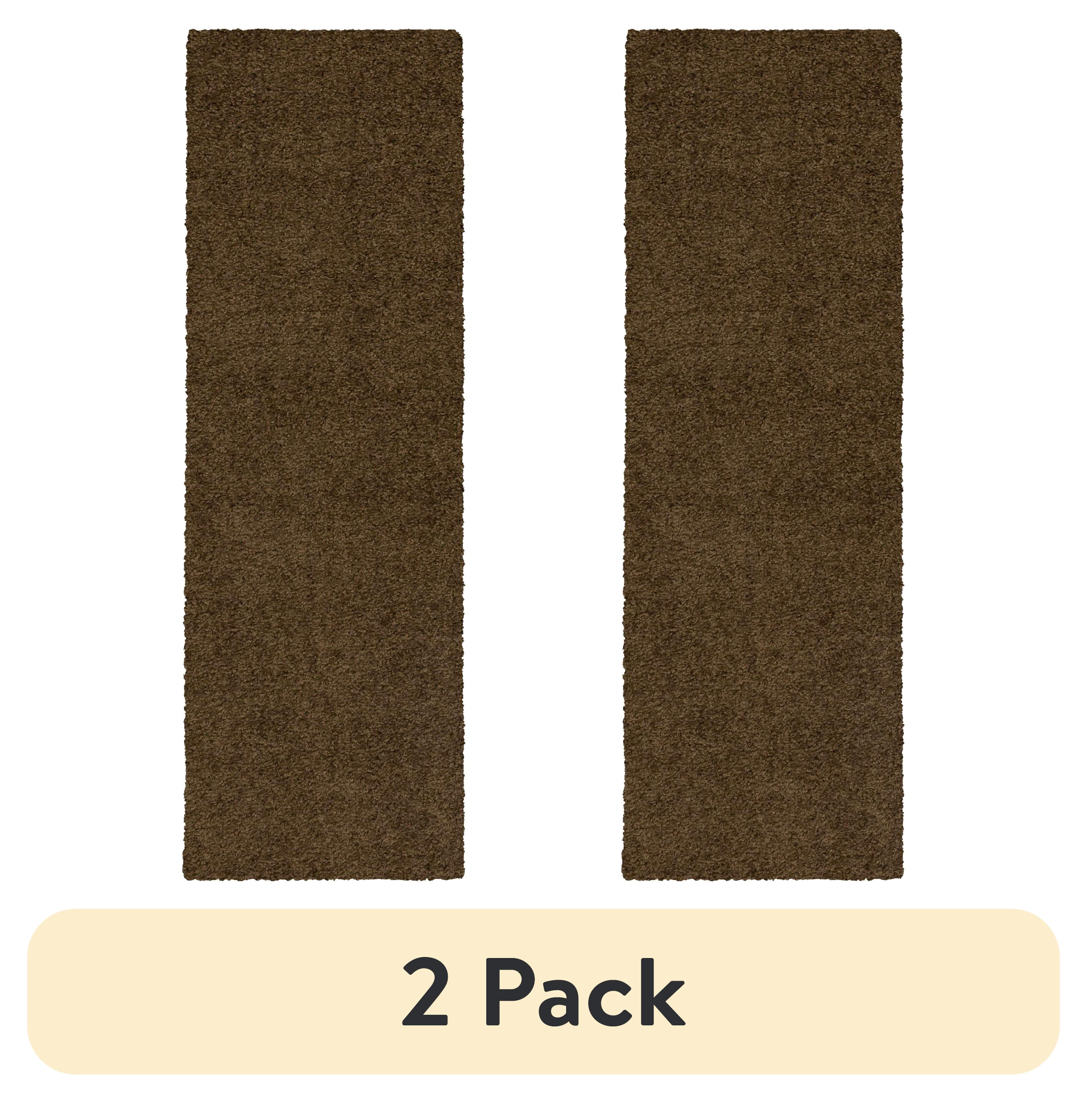 (2 pack) Mainstays Traditional Solid Brown Suede Shag Indoor Runner Rug ...