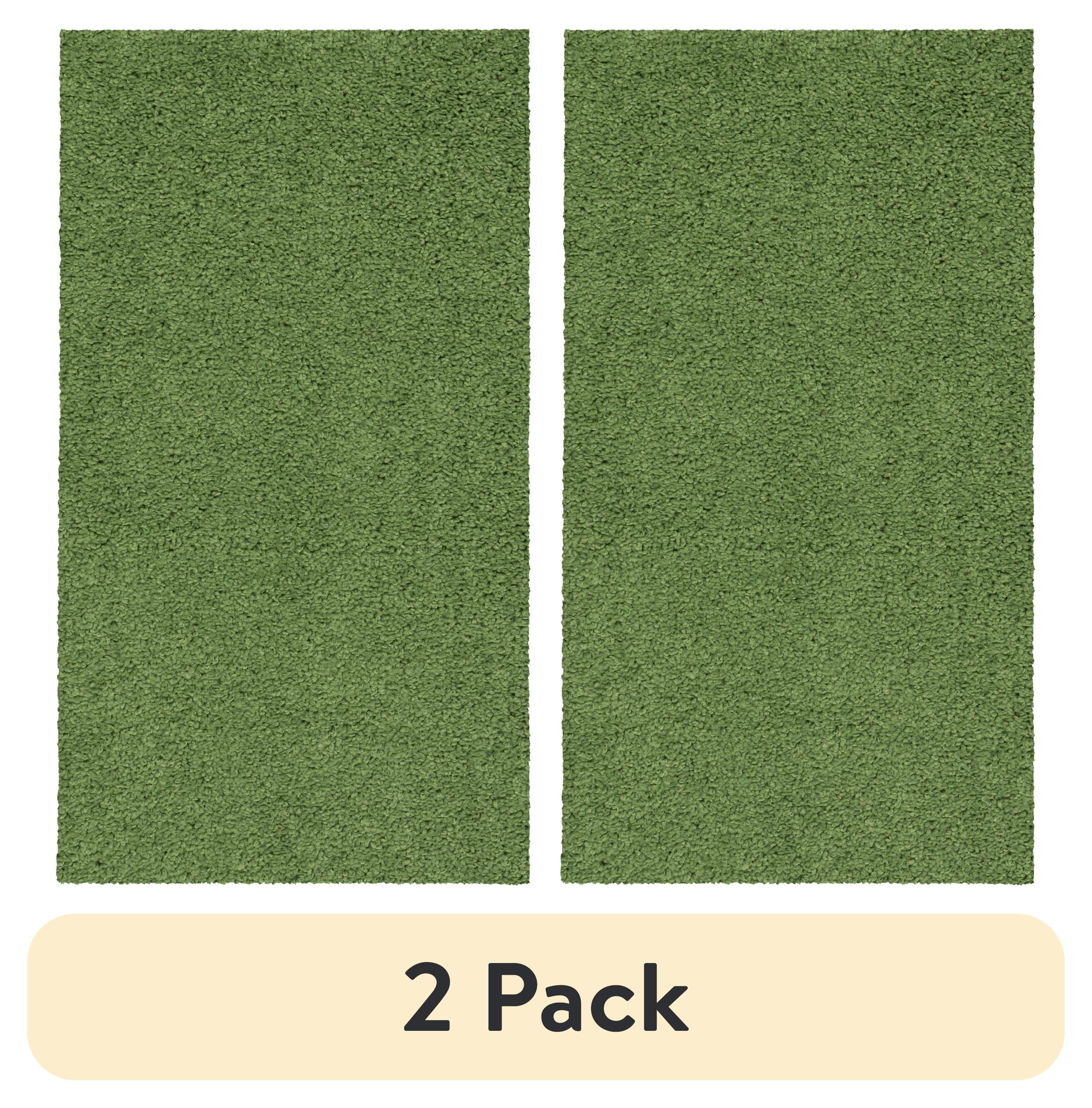 (2 pack) Mainstays Traditional Solid Green Shag Indoor Accent Rug, 1'8 ...