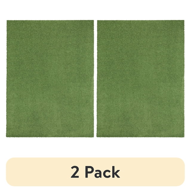 (2 pack) Mainstays Traditional Solid Green Shag Indoor Area Rug, 7' x ...