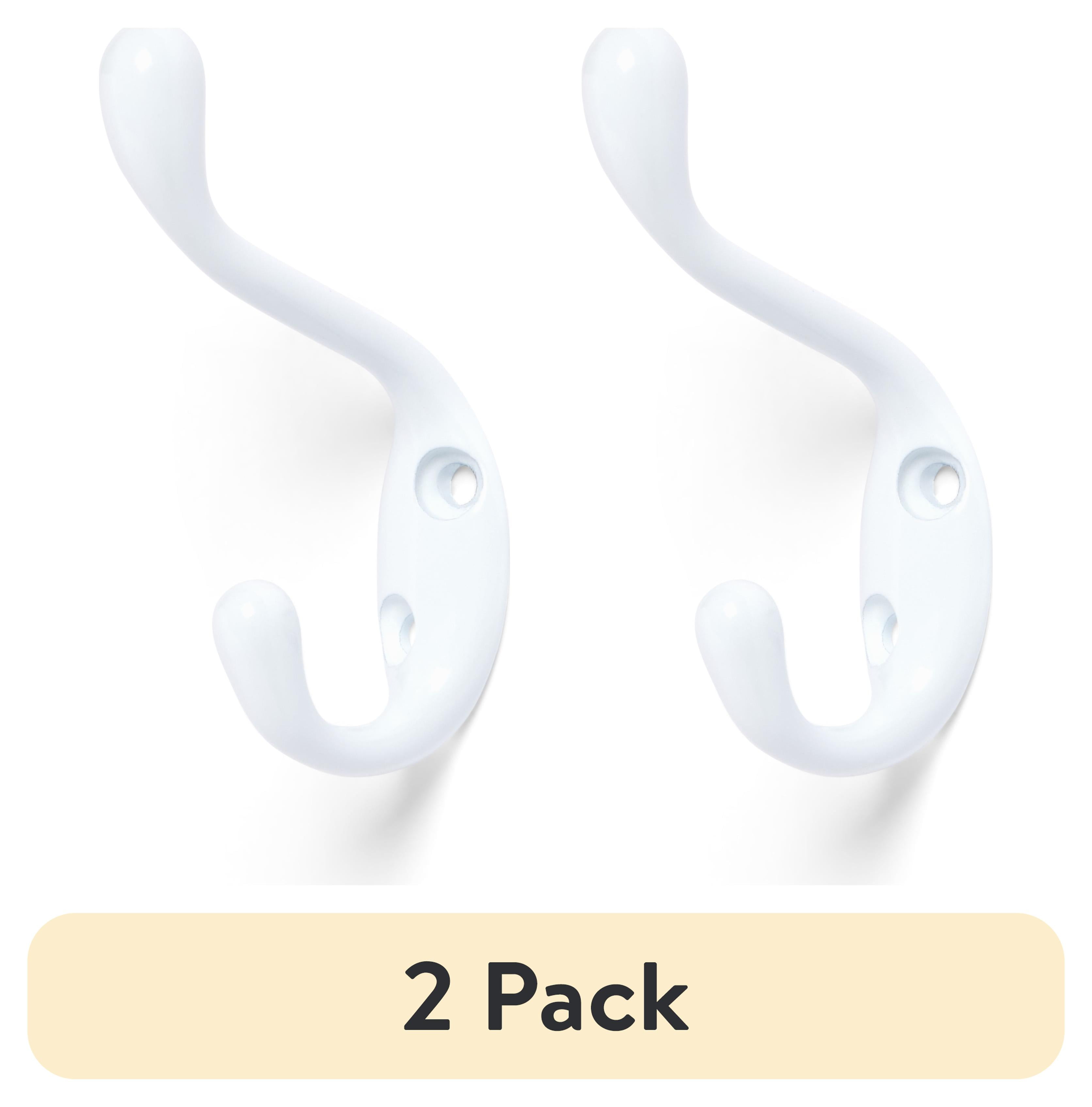 (2 pack) Mainstays, Double Hook White Metal Hook for Hanging Towels and ...