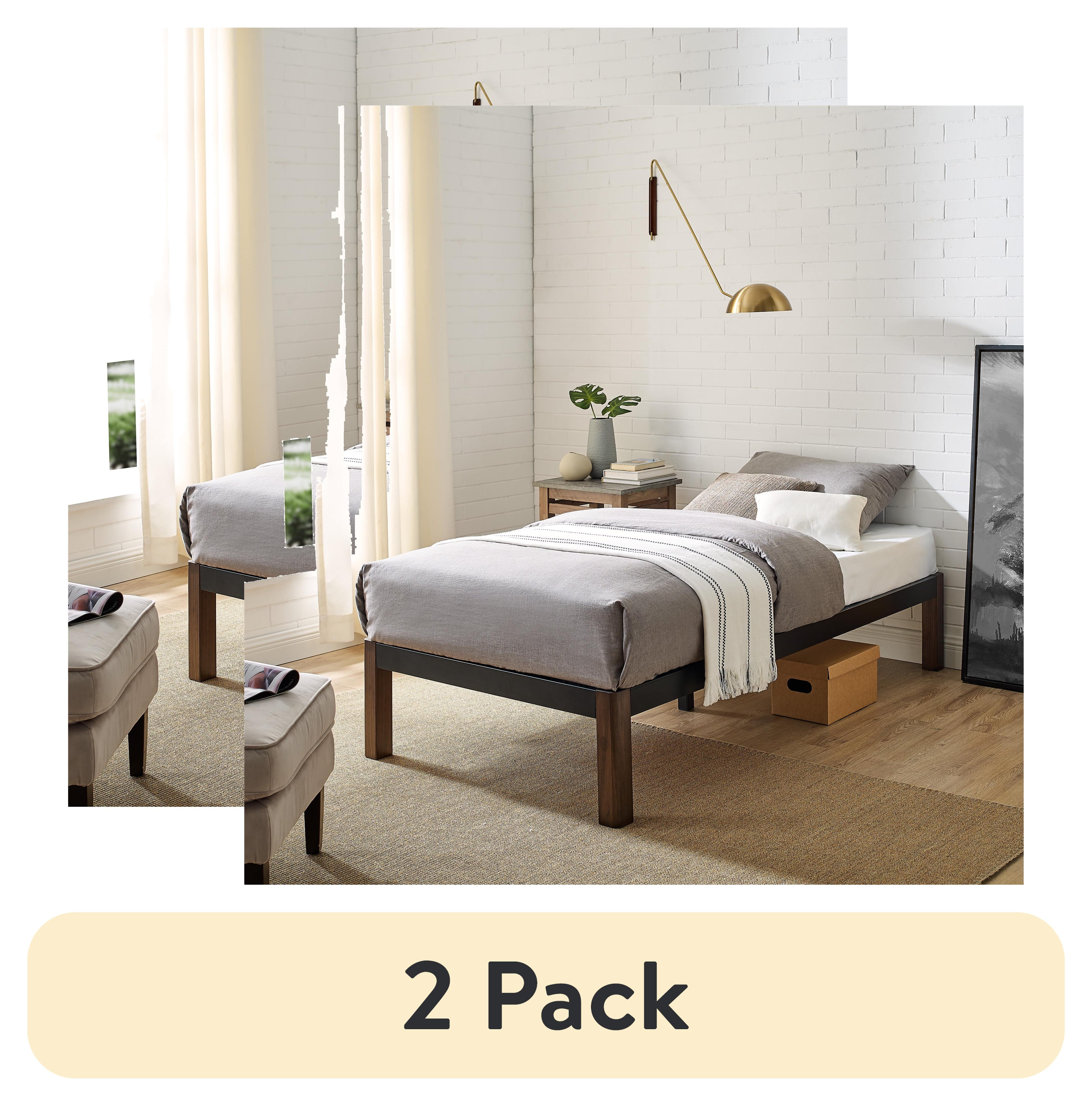 (2 pack) Mainstays Twin 14" Metal Platform Bed Frame with Wood Slats ...