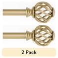 (2 pack) Mainstays 3/4” Gold Twist Cage Adjustable Single Curtain Rod ...