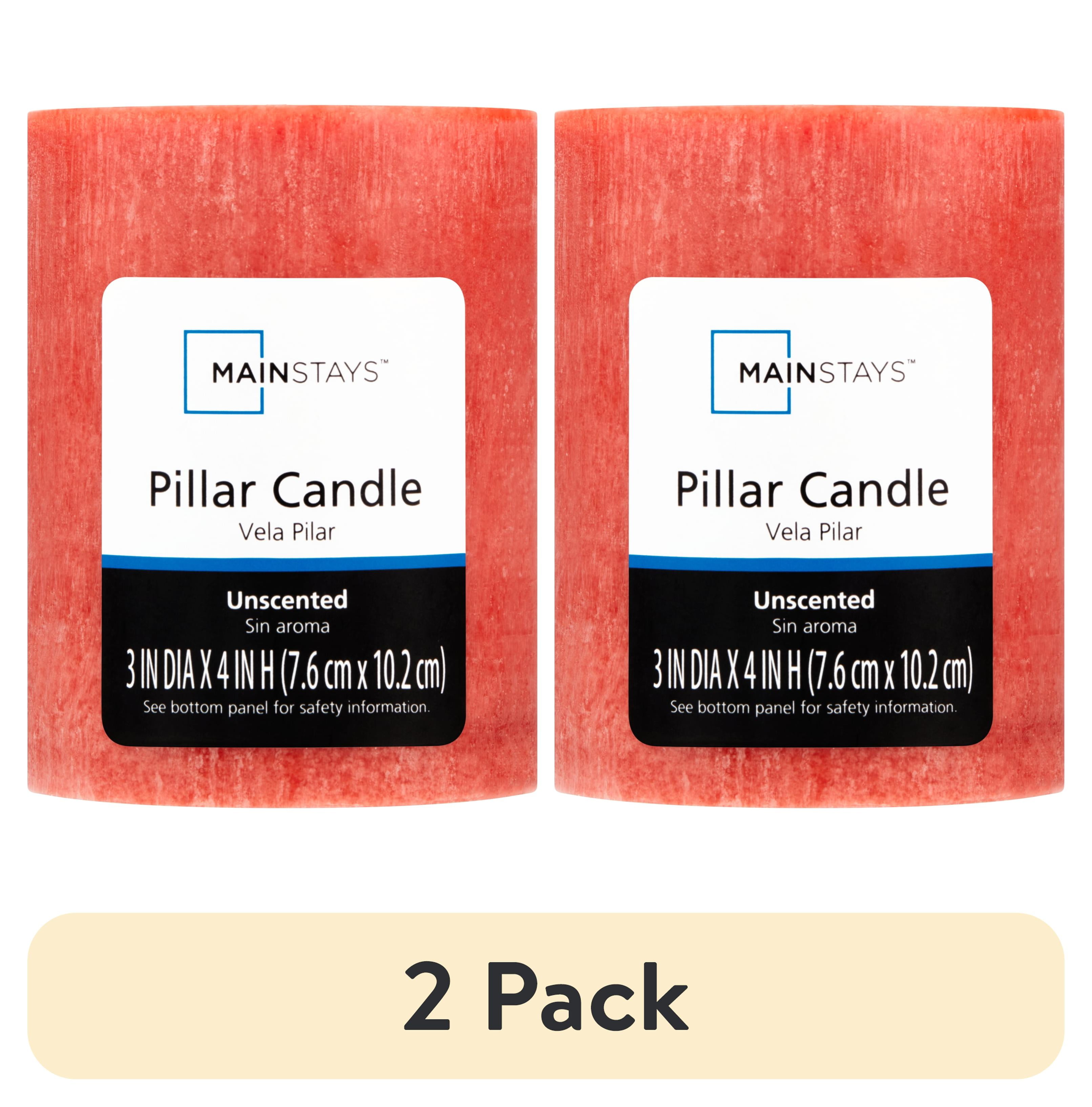 (2 pack) Mainstays Unscented Decorative Mottled Pillar Candles, 3x4inch ...