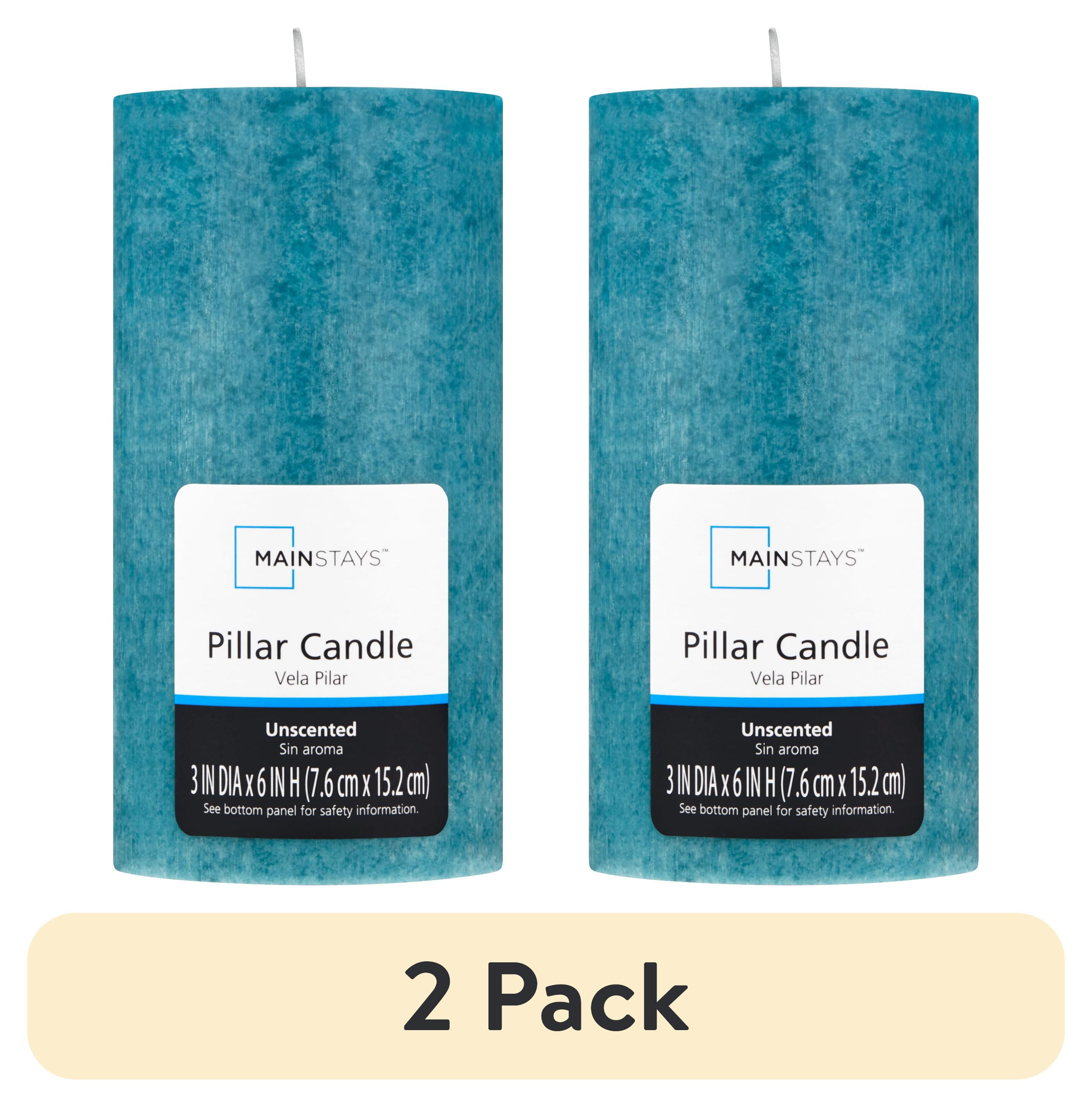 Mainstays Unscented Decorative Mottled Teal Pillar Candles 3x6in 2 Pack ...