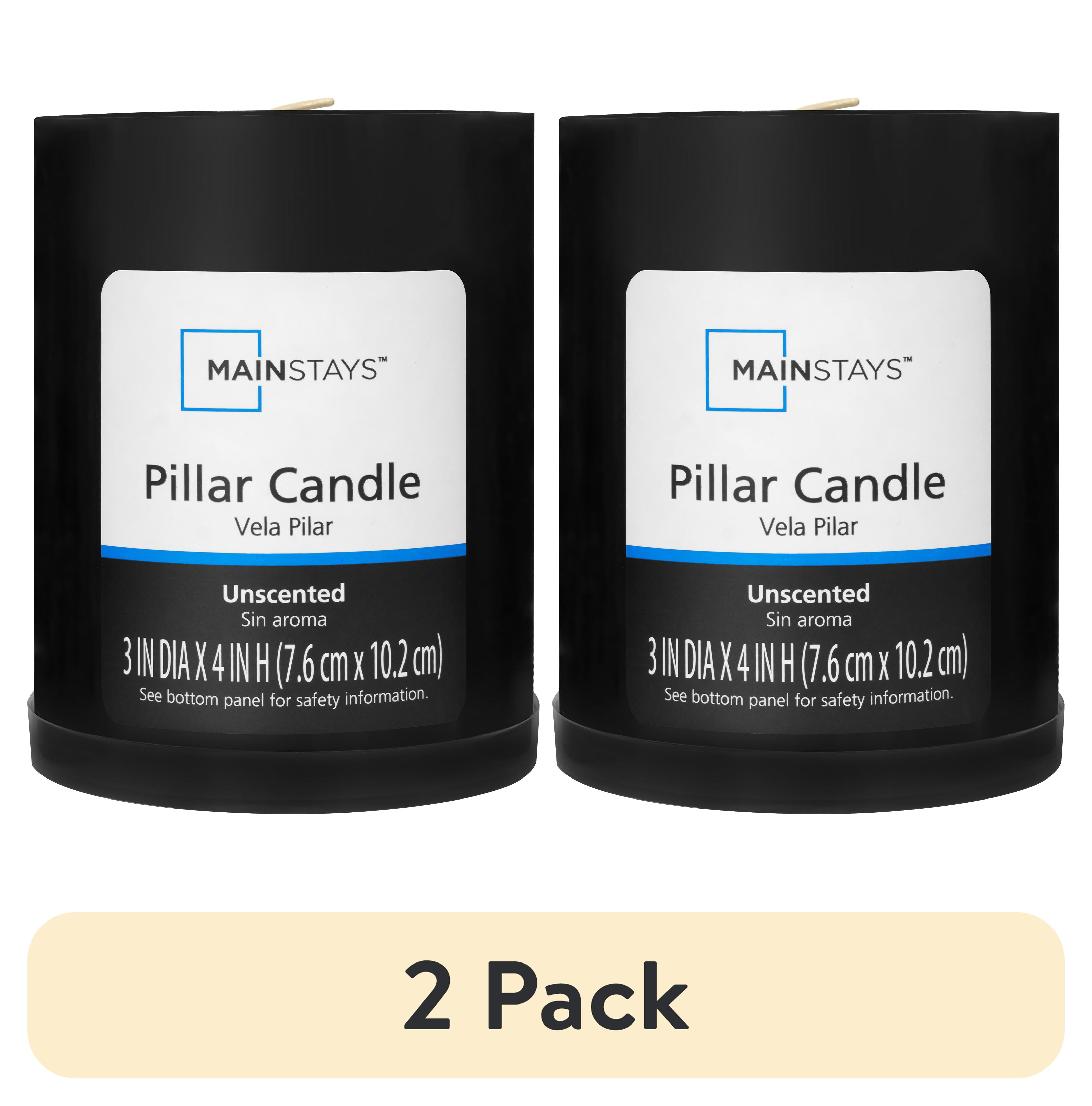 (2 pack) Mainstays Unscented Decorative Pillar Candle 3x4 Black ...
