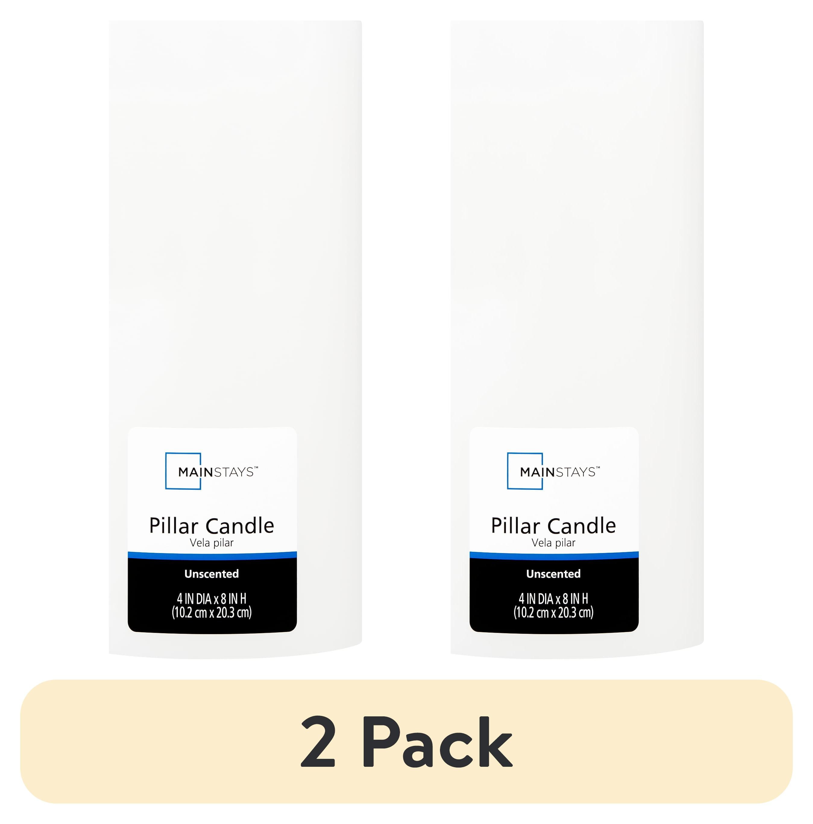 (2 pack) Mainstays Unscented Pillar Candle, 4 x 8 inches, White ...