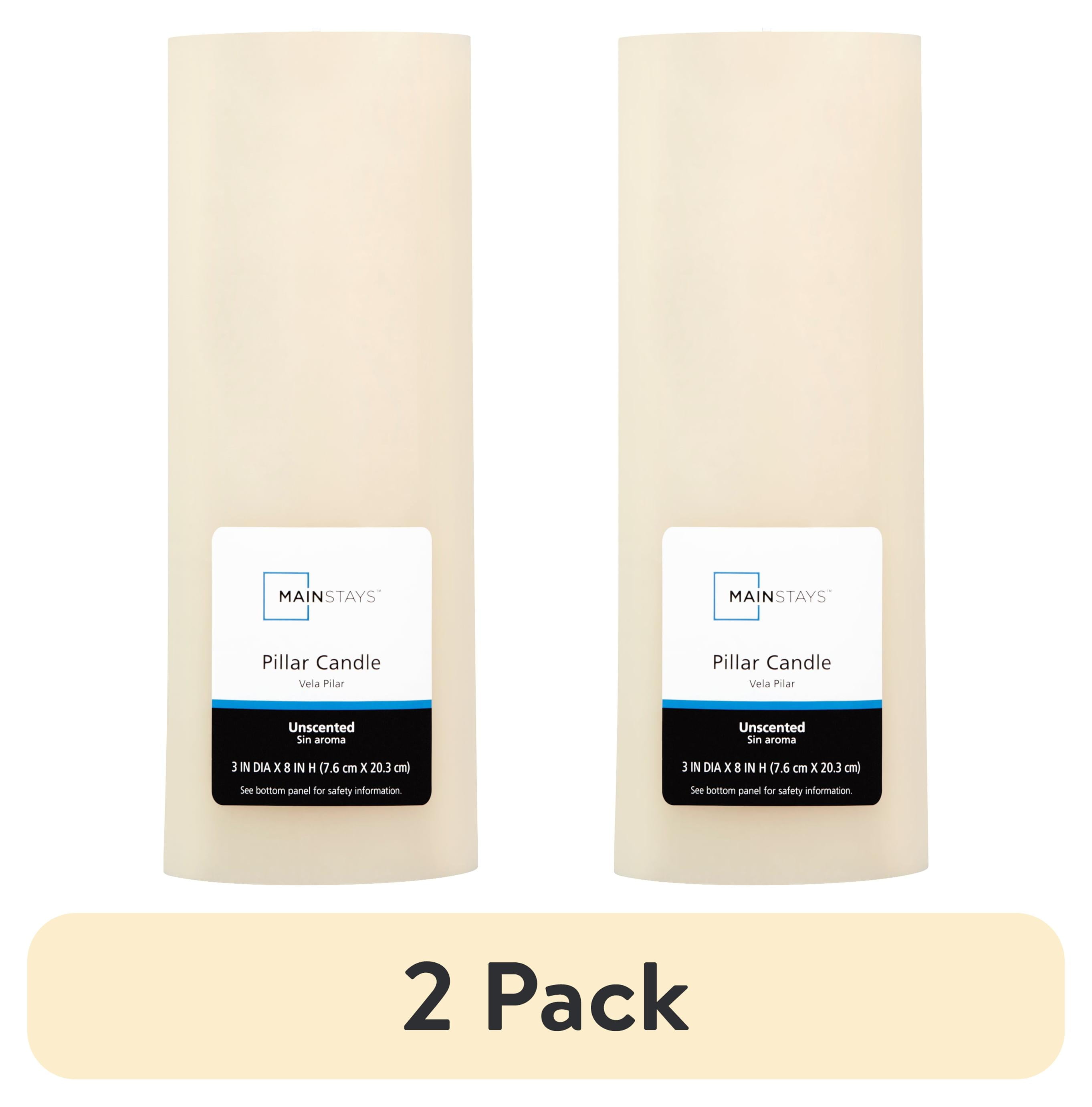 (2 pack) Mainstays Unscented Pillar Candles, 3 x 8 inches, Ivory ...