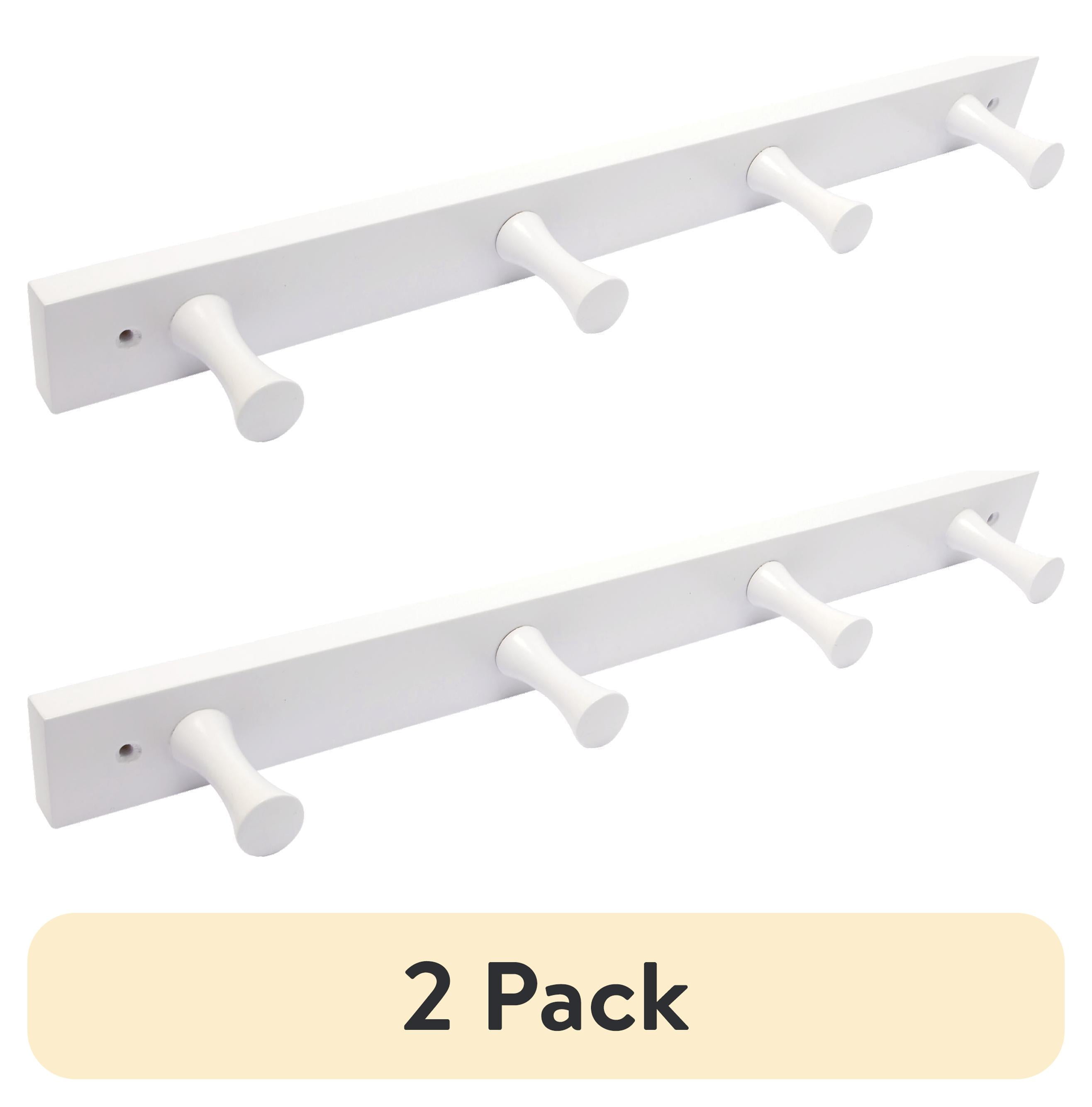 (2 pack) Mainstays Wall Mounted 18 in. Pure White Wood Hook Rail, 4 ...