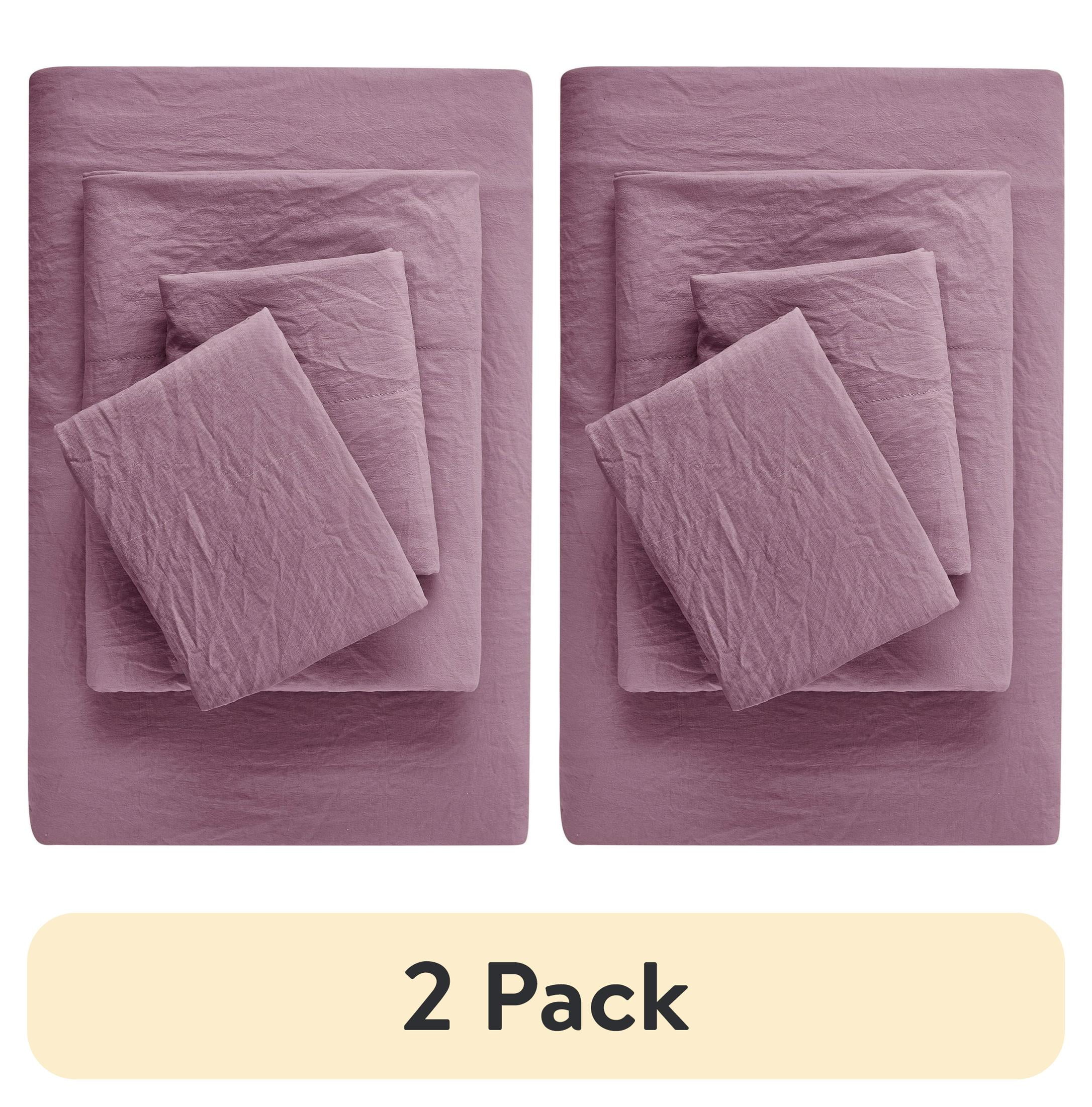 (2 pack) Mainstays Washed Ultra Soft Microfiber Bed Sheet Set, Queen ...