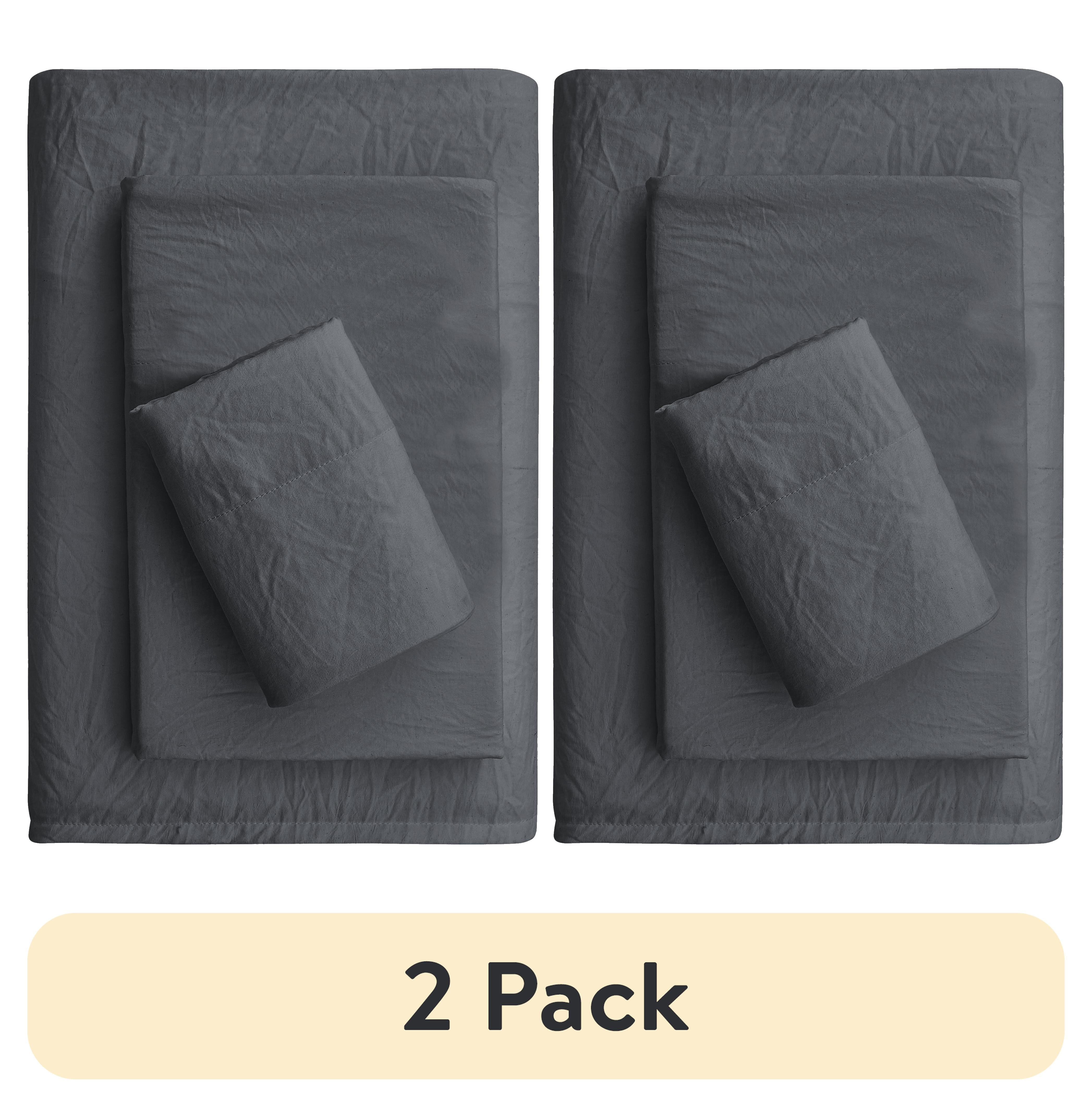 (2 pack) Mainstays Washed Ultra Soft Microfiber Bed Sheet Set, Twin-XL ...