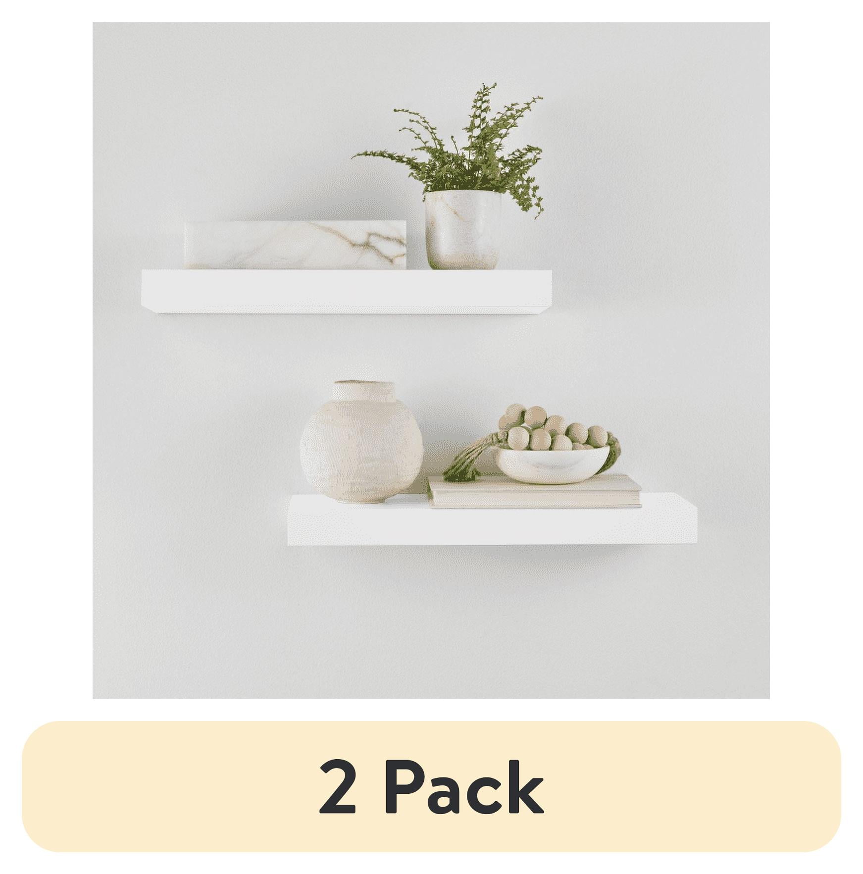 (2 pack) Mainstays White 16.5" Wood Floating Shelves, Set of 2 ...