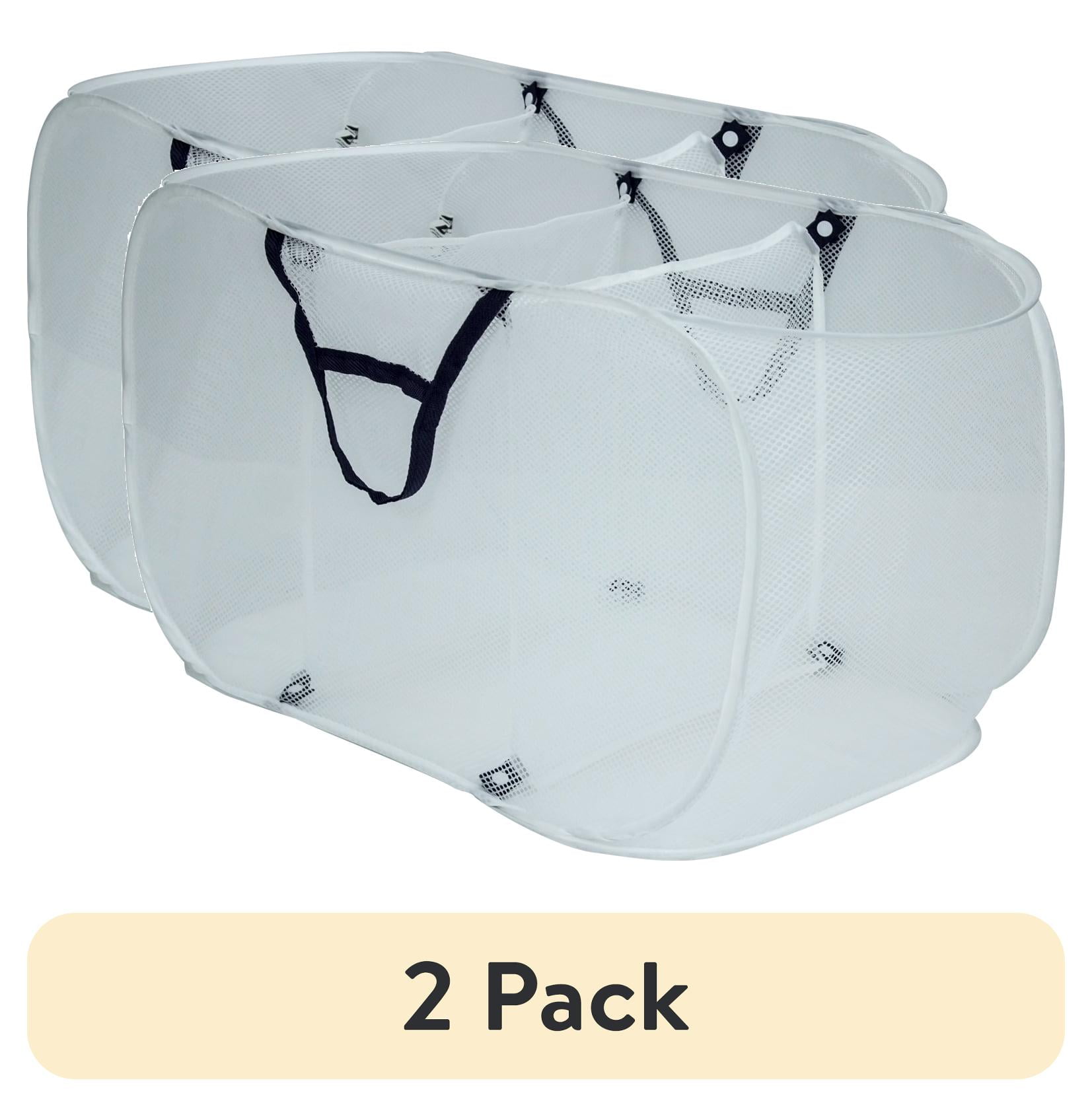 Mainstays Pop-Up Mesh Triple Sorter Laundry Hamper with Handles ...